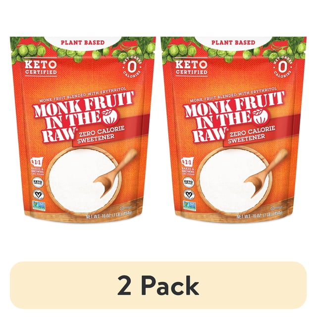 Monk Fruit Sweetener, Zero Calorie, 16 oz, 2 Pack - Walmart Business ...