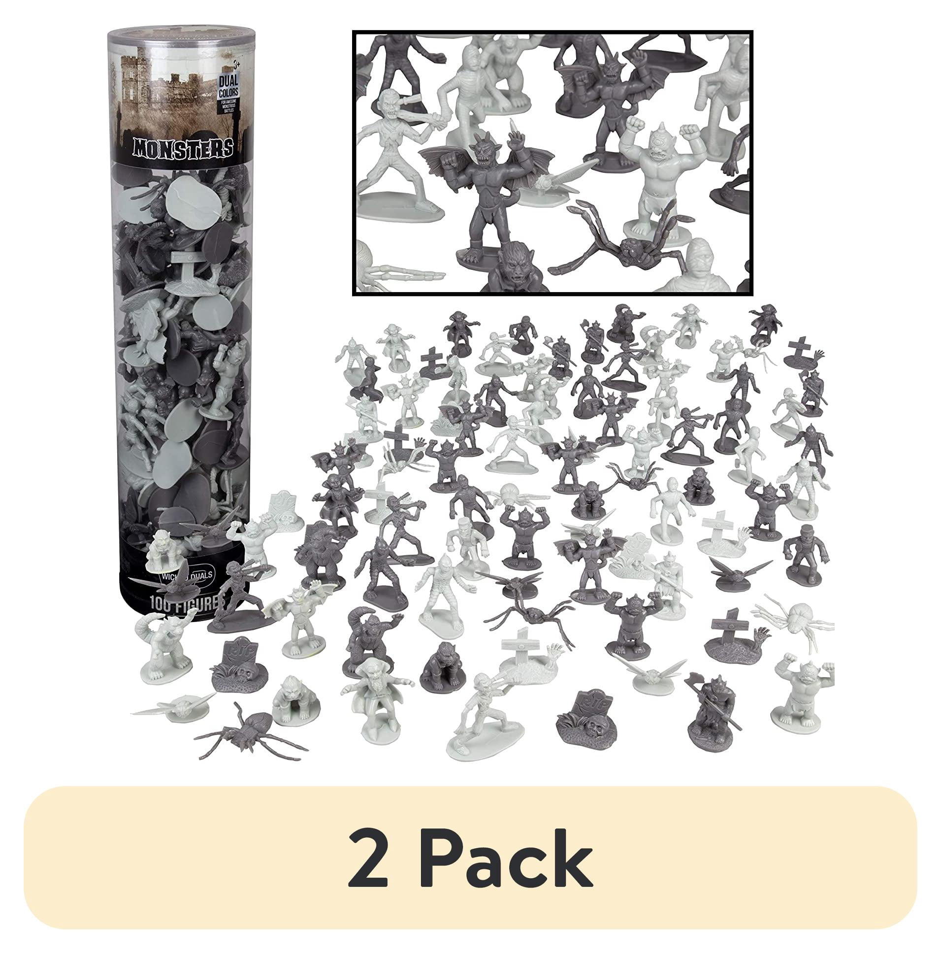 (2 pack) Monster Mini Action Figure Playset- 100 Horror Toy Miniatures ...