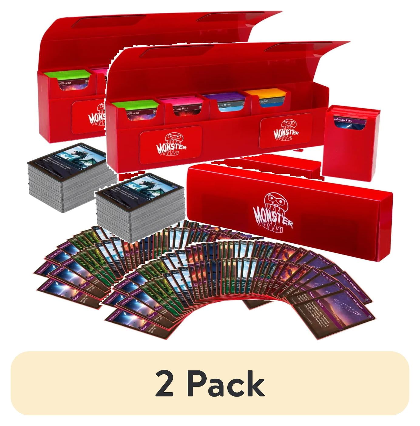 (2 pack) Monster Protectors Magnetic Five Deck Box - Red, Holds 375 ...
