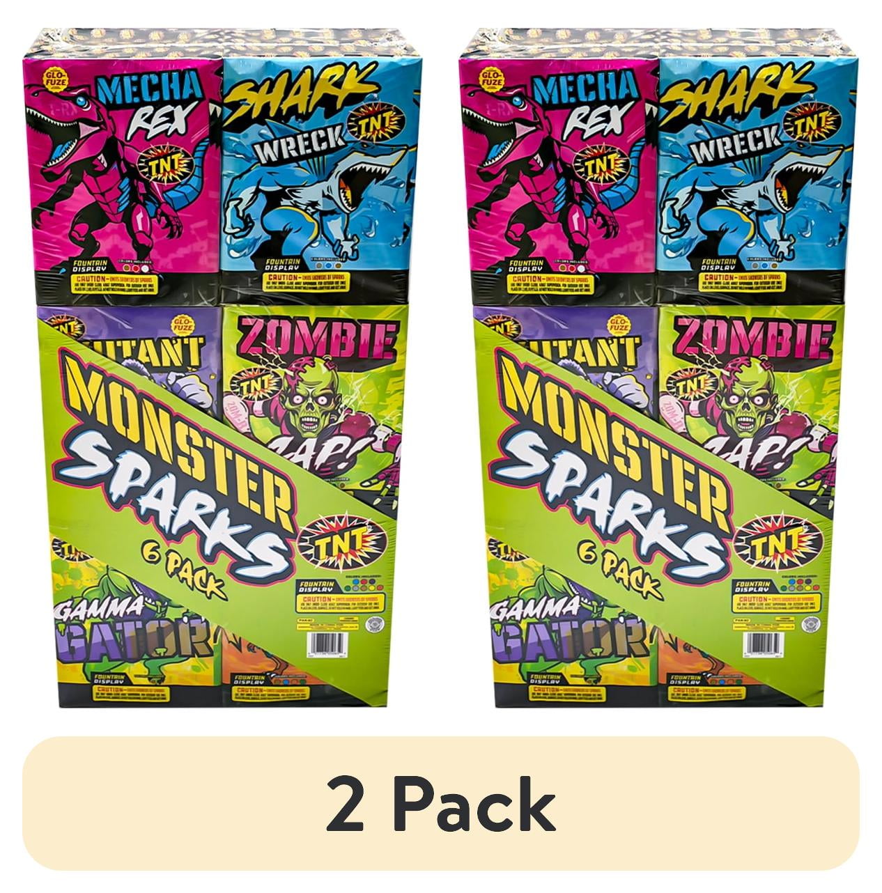 (2 pack) Monsters 6 Pack, Ground Based Fountain Firework Value pack ...
