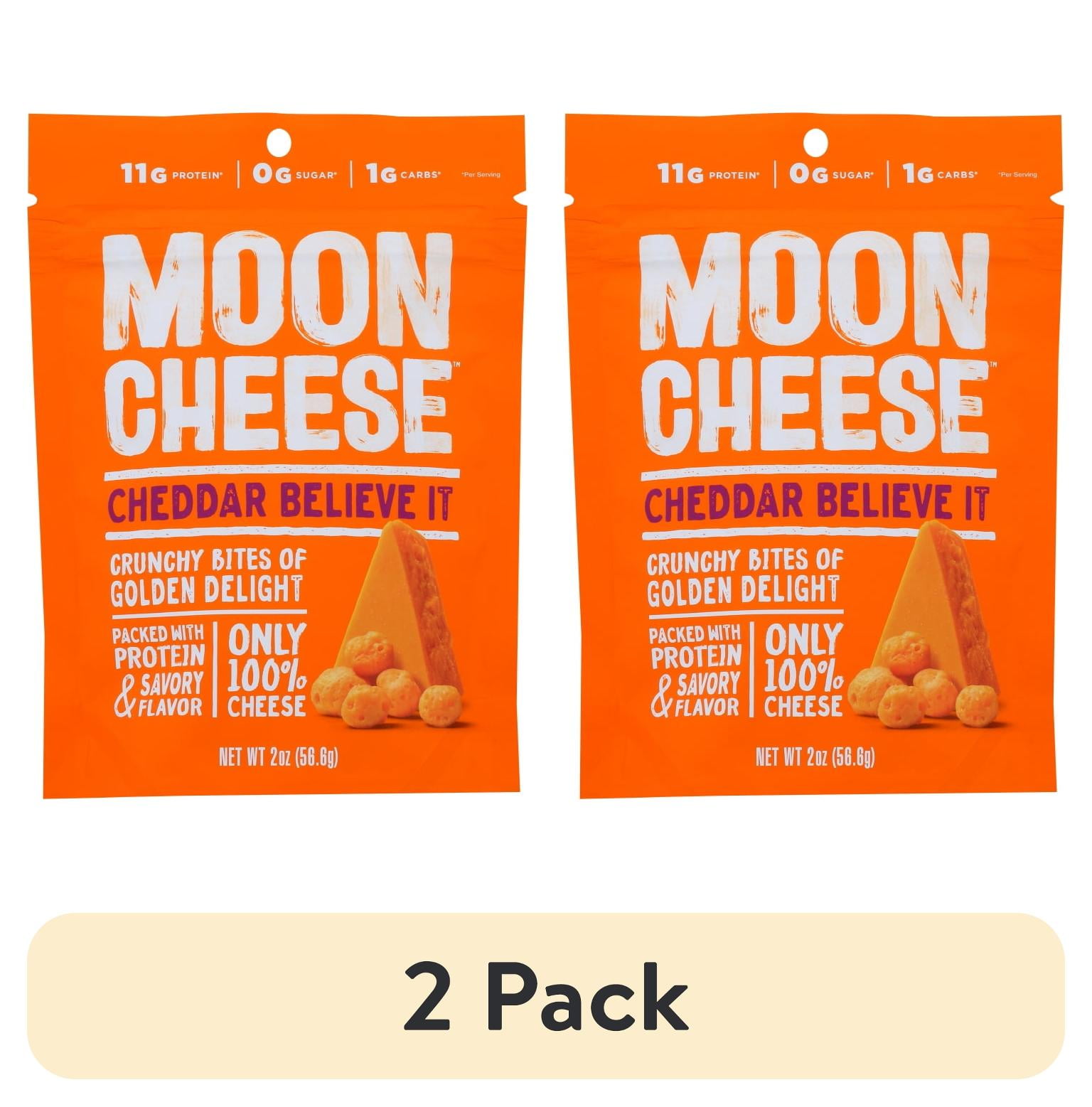 (2 pack) Moon Cheese Cheddar Believe It, 2 Ounce, 3-Pack, Crunchy ...