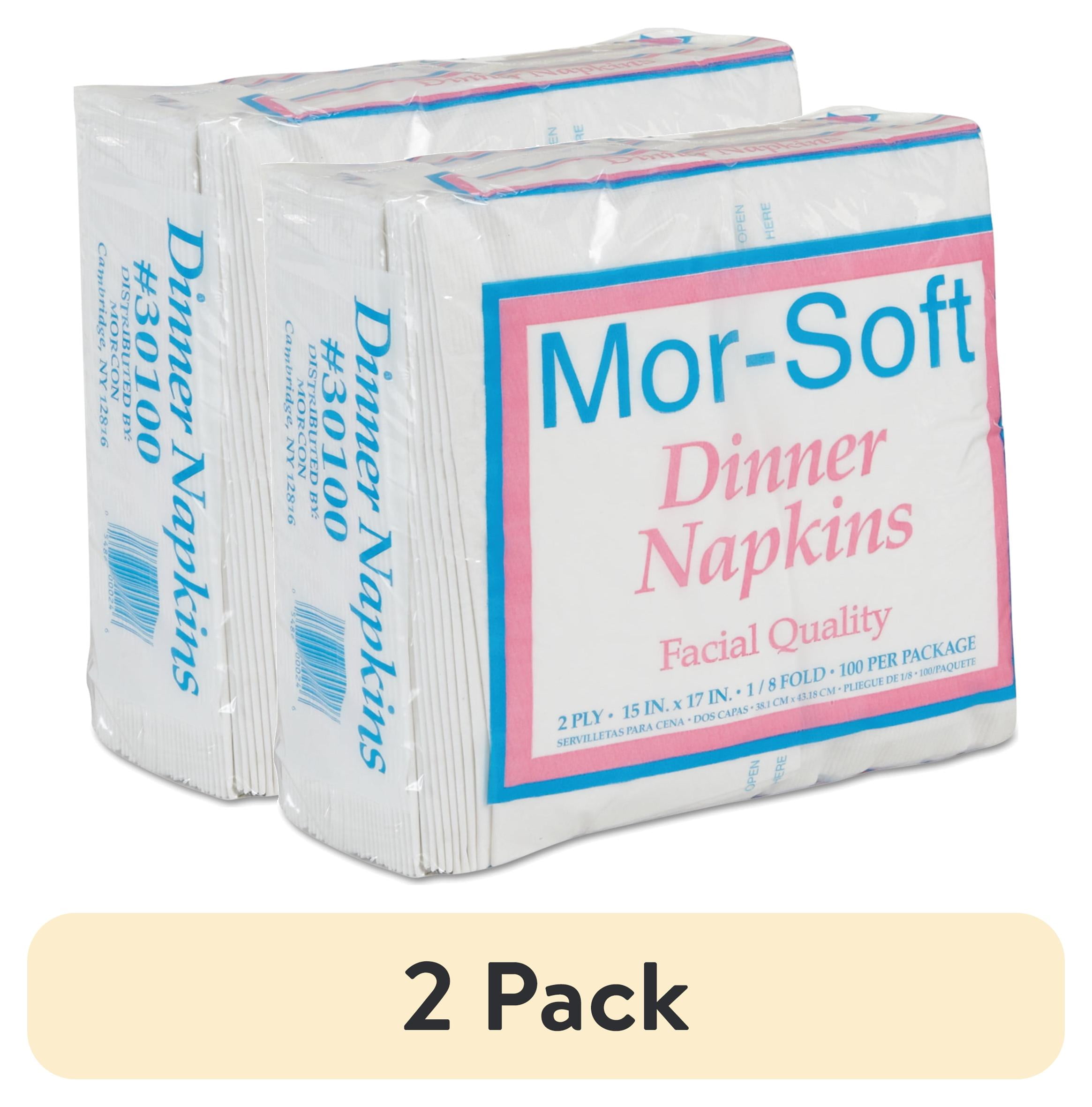 (2 pack) Morcon Paper Dinner Napkins, 2-Ply, 15 x 17, White, 100/Pack ...