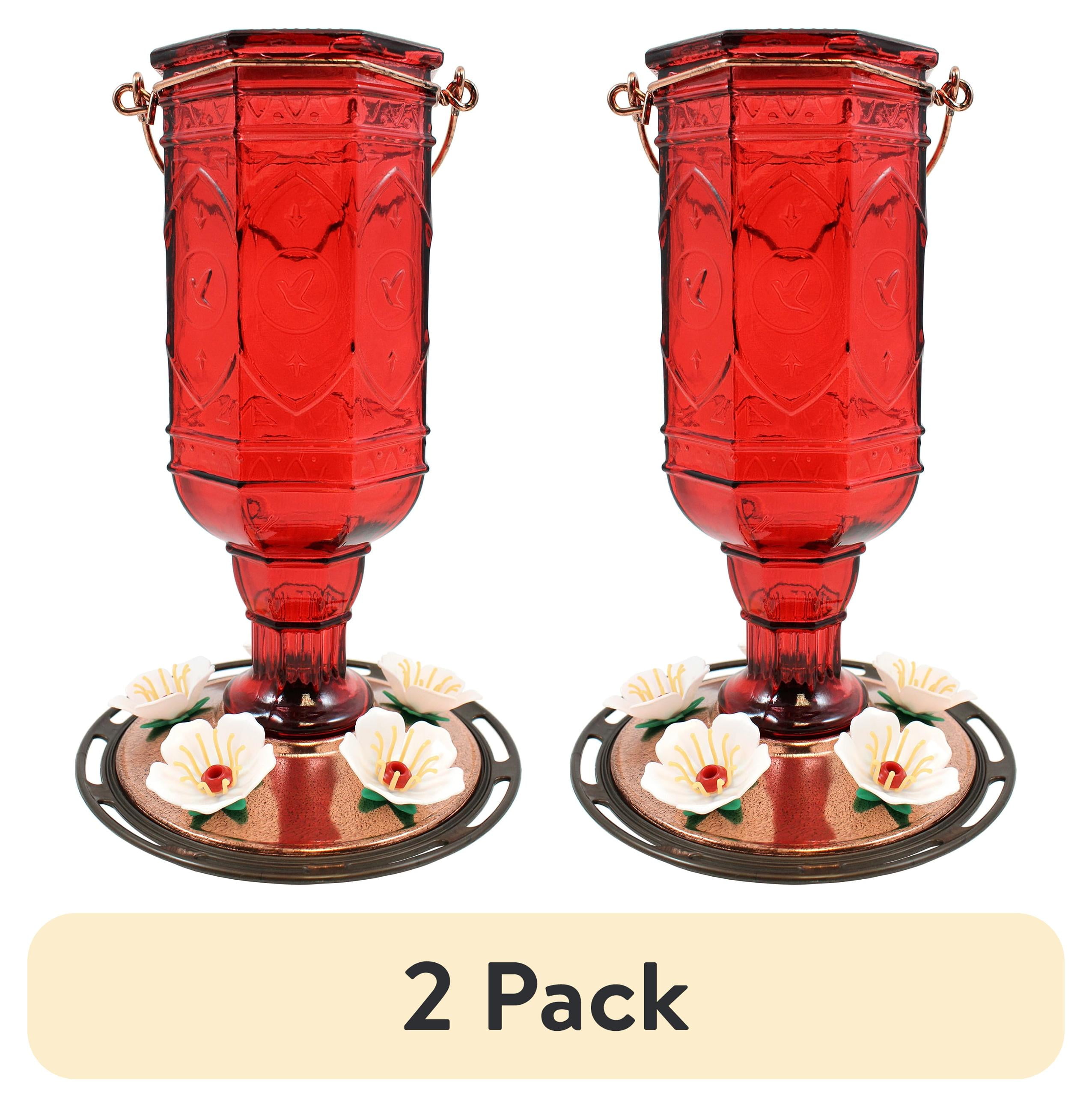 (2 pack) More Birds Red Jewel Glass Bottle Hummingbird Feeder, 20 oz ...
