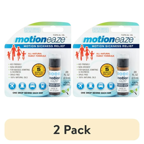 (2 pack) Motioneaze Motion Sickness Relief Topical Oil, .08 fl oz, 20 ...
