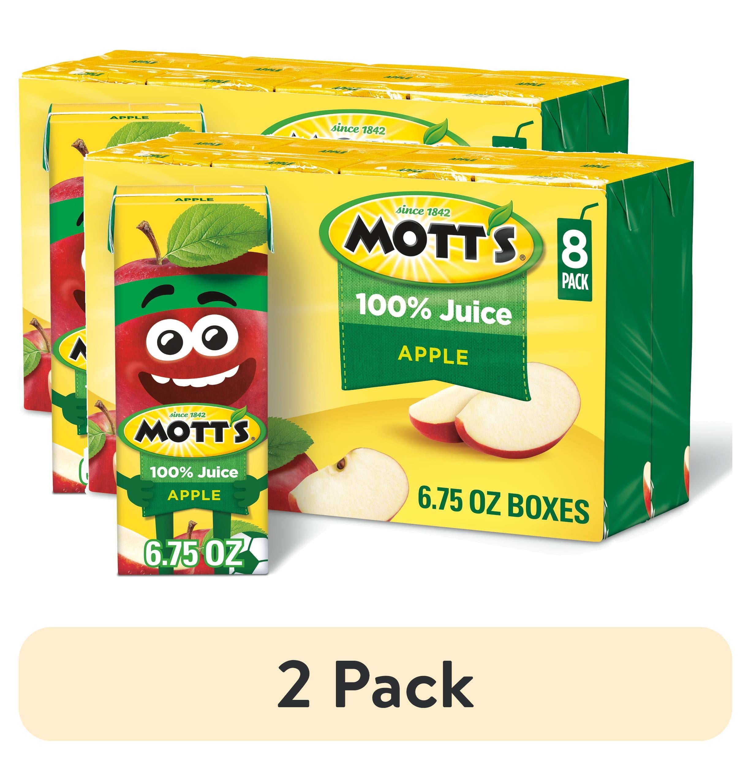 (2 pack) Mott's 100% Apple Juice, 6.75 fl oz, 8 Count Boxes - Walmart.com