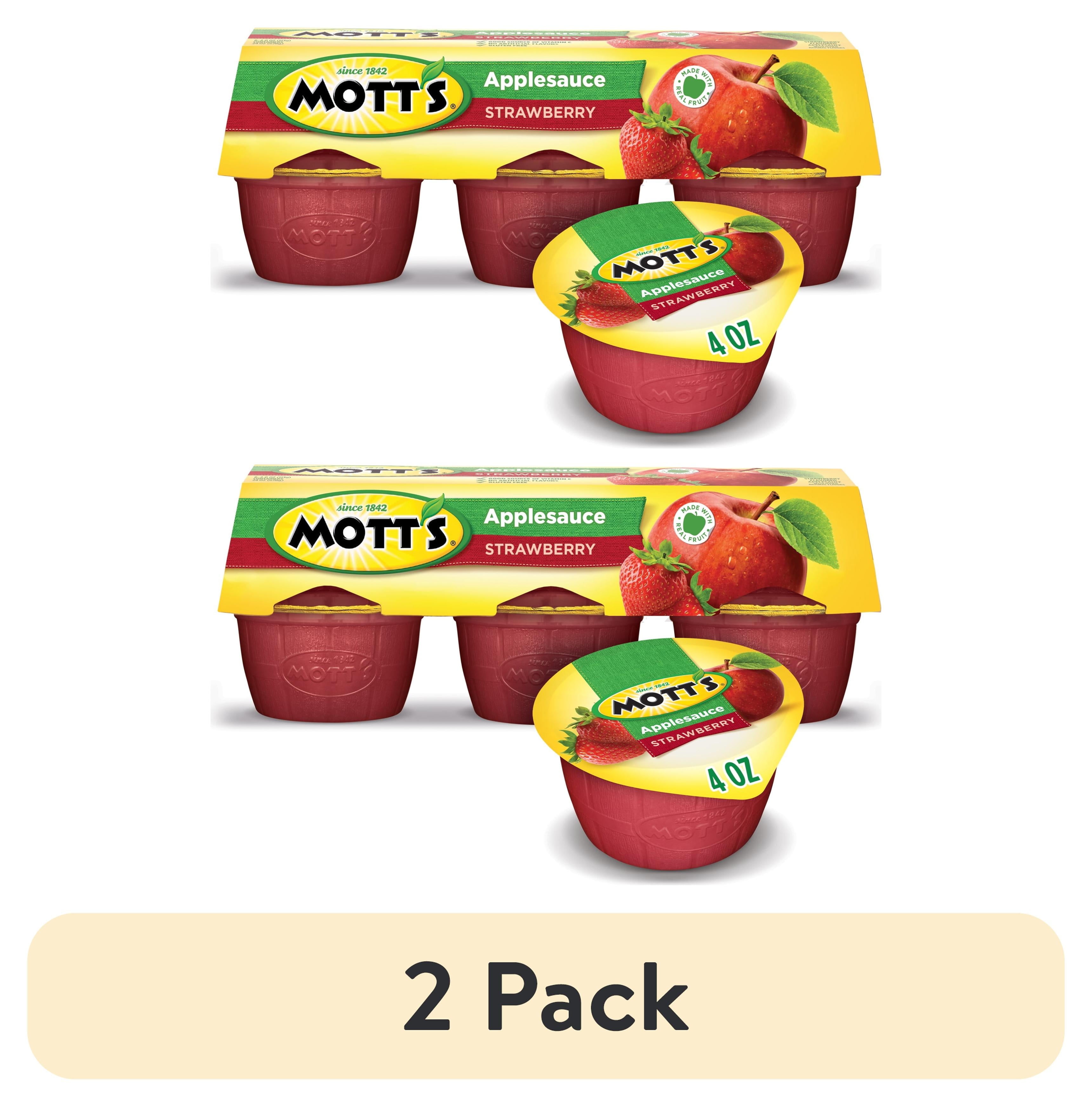 (2 pack) Mott's Strawberry Applesauce, 4 Ounce Cups, 6 Count - Walmart.com