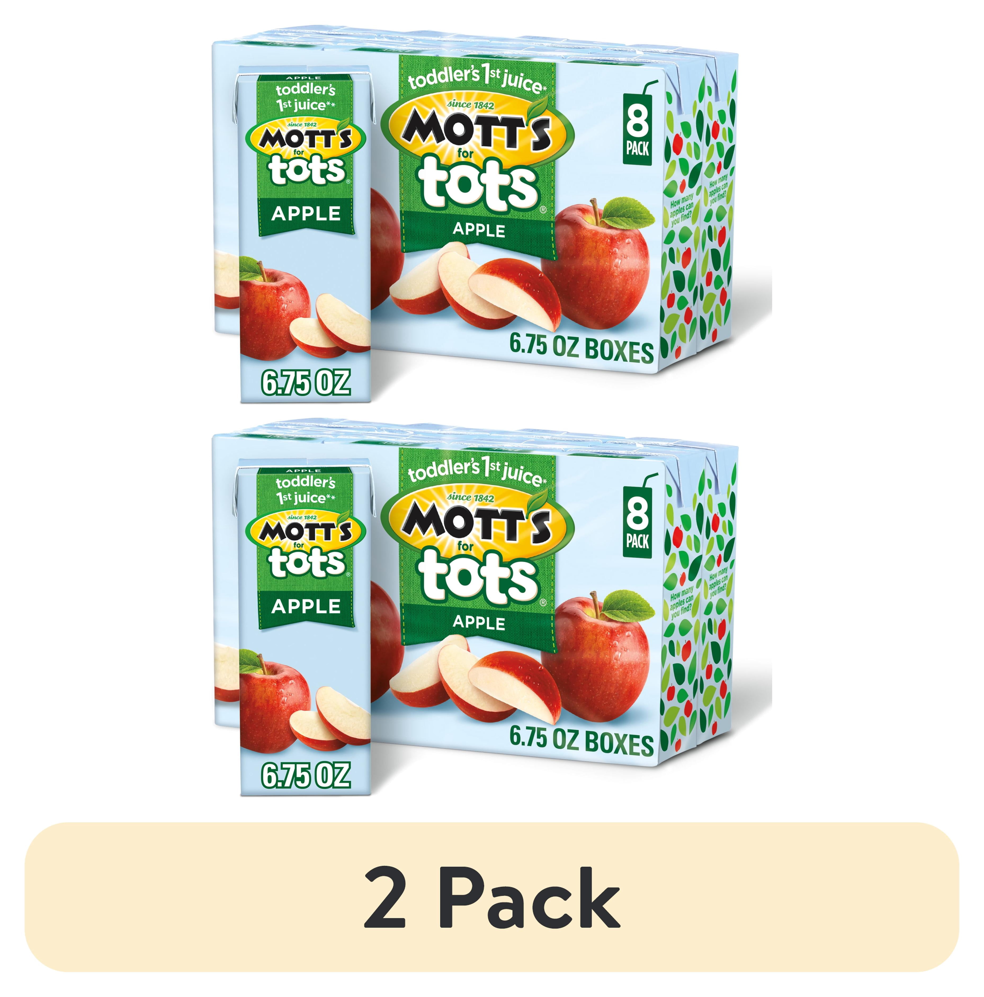 (2 pack) Mott's for Tots Apple Juice, 6.75 Fluid Ounce, 8 Count Boxes ...