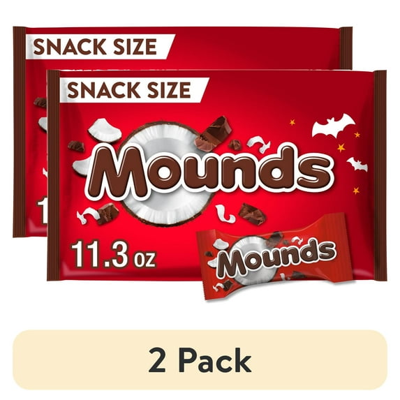 (2 pack) Mounds Coconut and Dark Chocolate Snack Size Halloween Candy ...