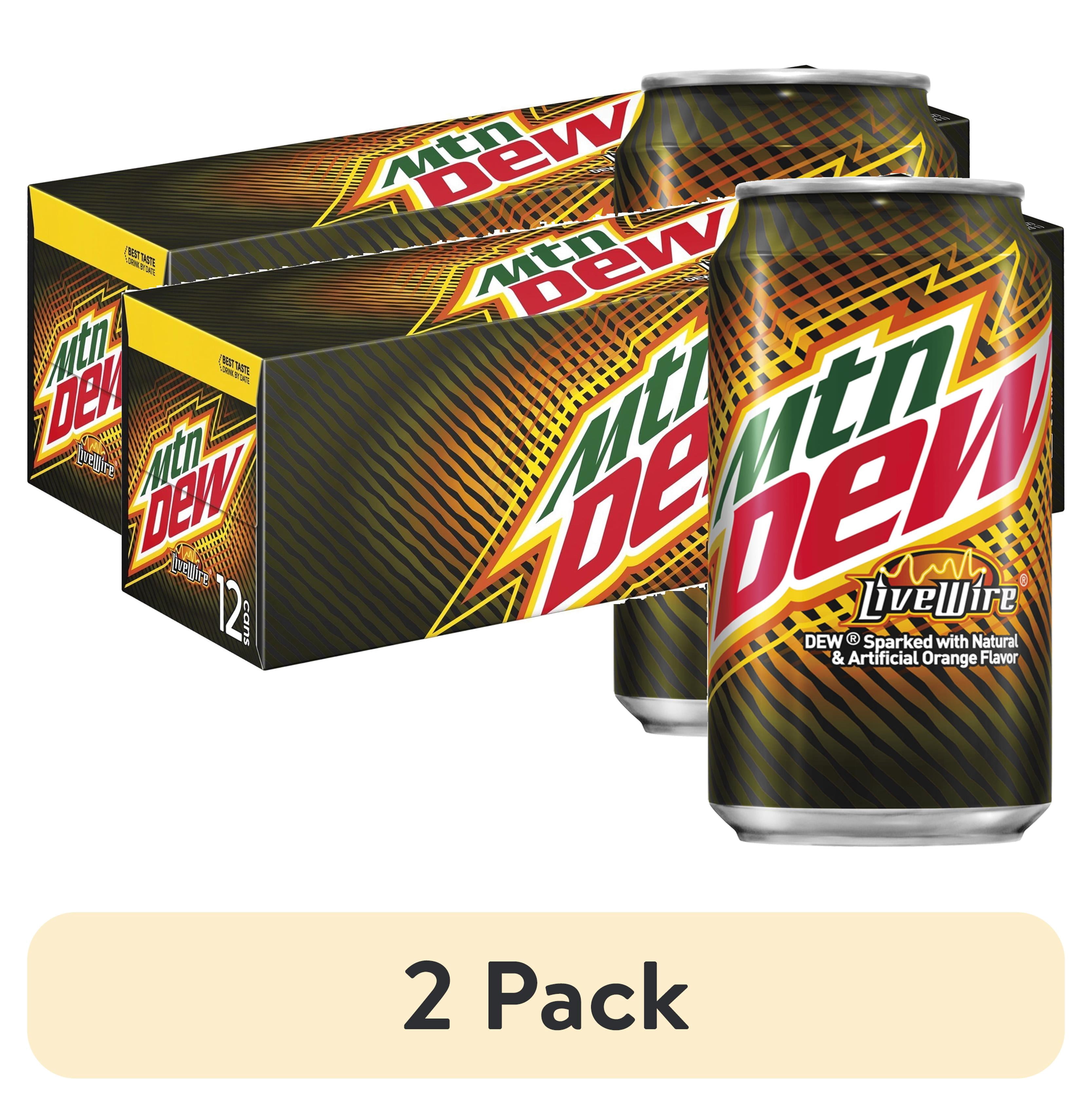 (2 pack) Mountain Dew Live Wire Orange Soda Pop, 12 fl oz, 12 Pack Cans ...