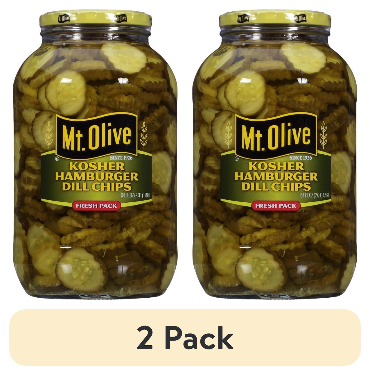 (2 pack) Mt Olive Fresh Pack Hamburger Chips Kosher Dill Pickles, 64 fl ...