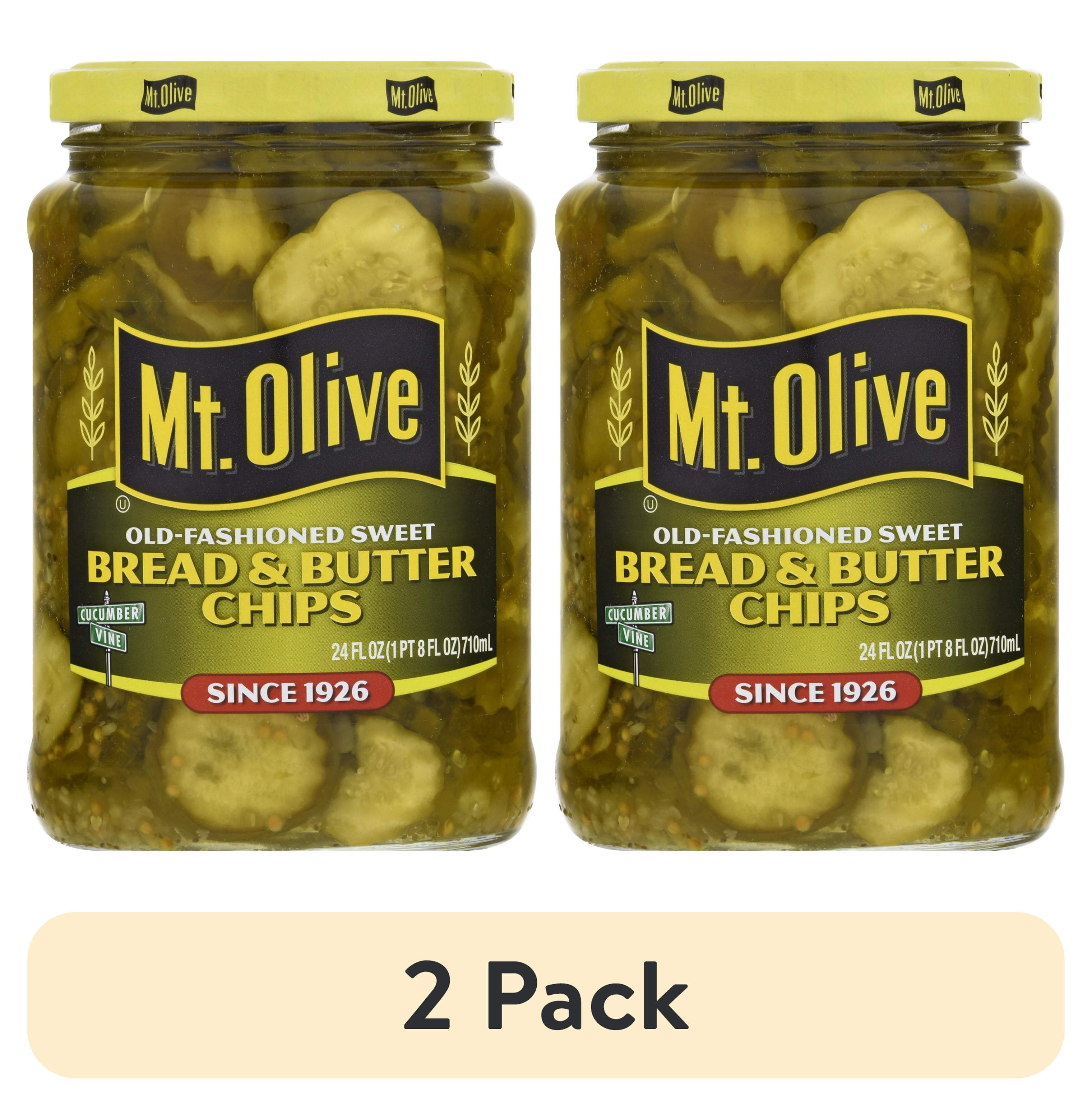 (2 pack) Mt. Olive Sweet Bread & Butter Pickle Chips, 24 fl oz jar ...