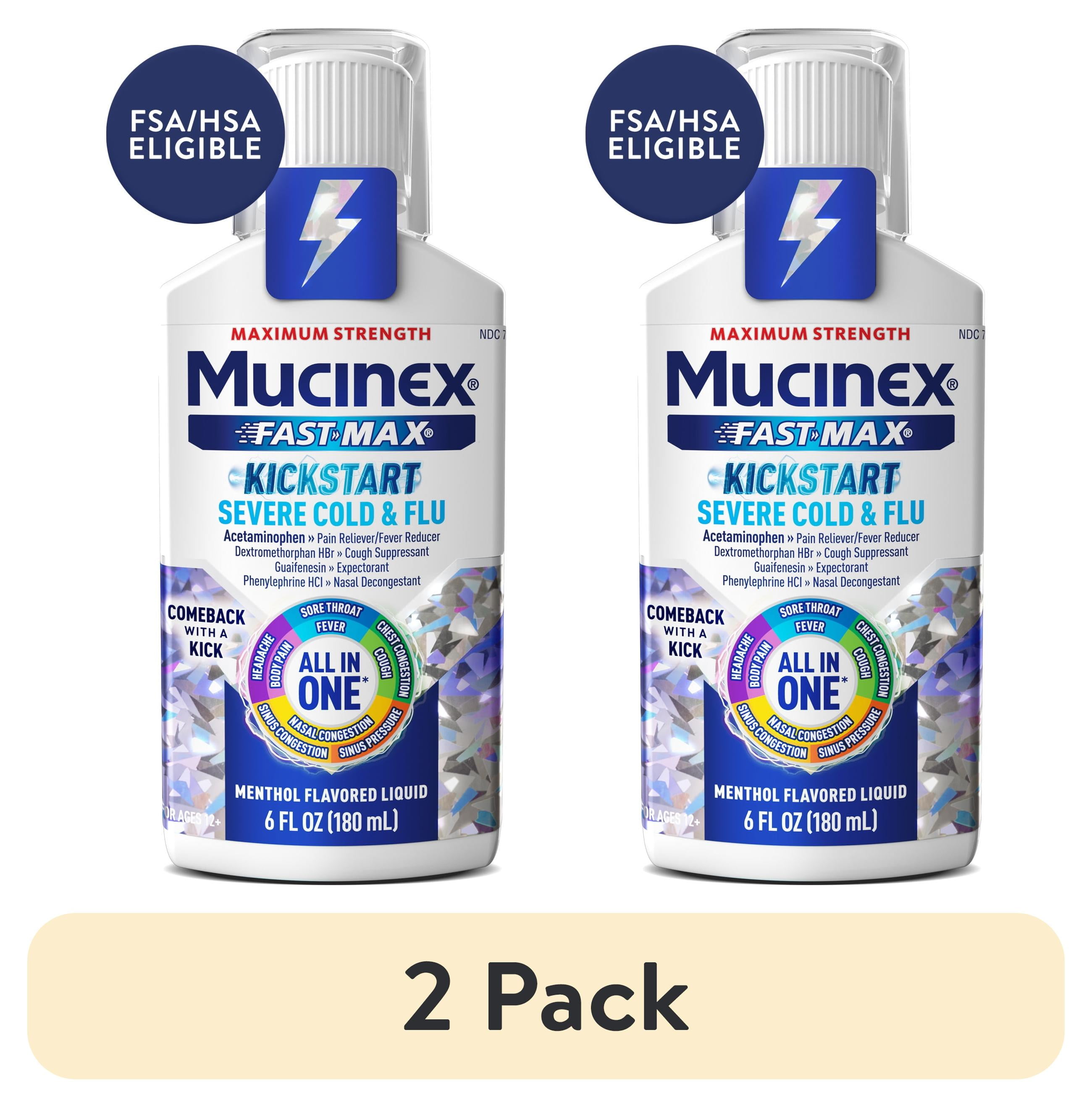 (2 pack) Mucinex Fast-Max Kickstart Severe Cold and Flu Medicine, OTC ...