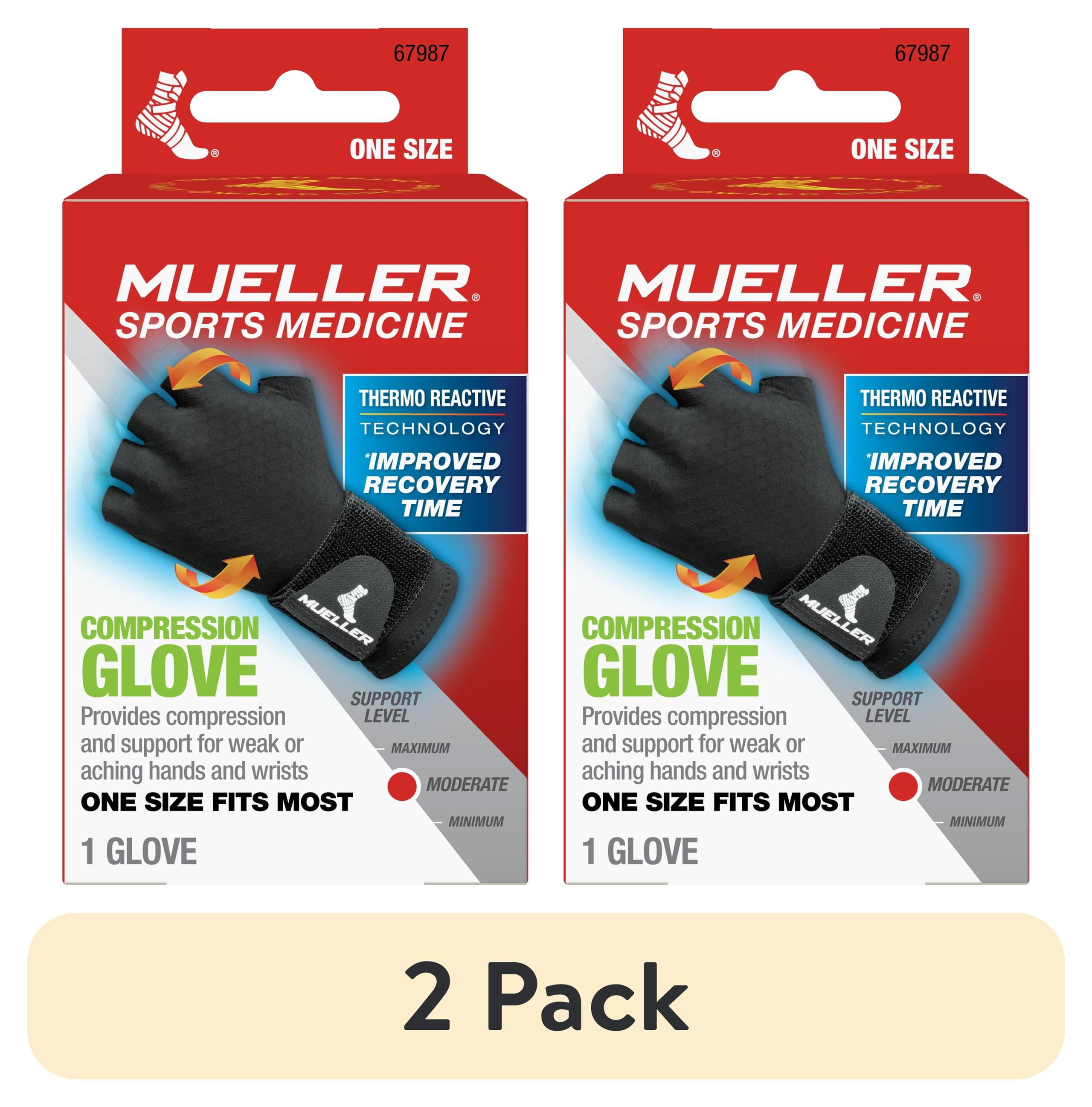 (2 pack) Mueller Reversible Compression Glove, Black, Unisex, One Size ...
