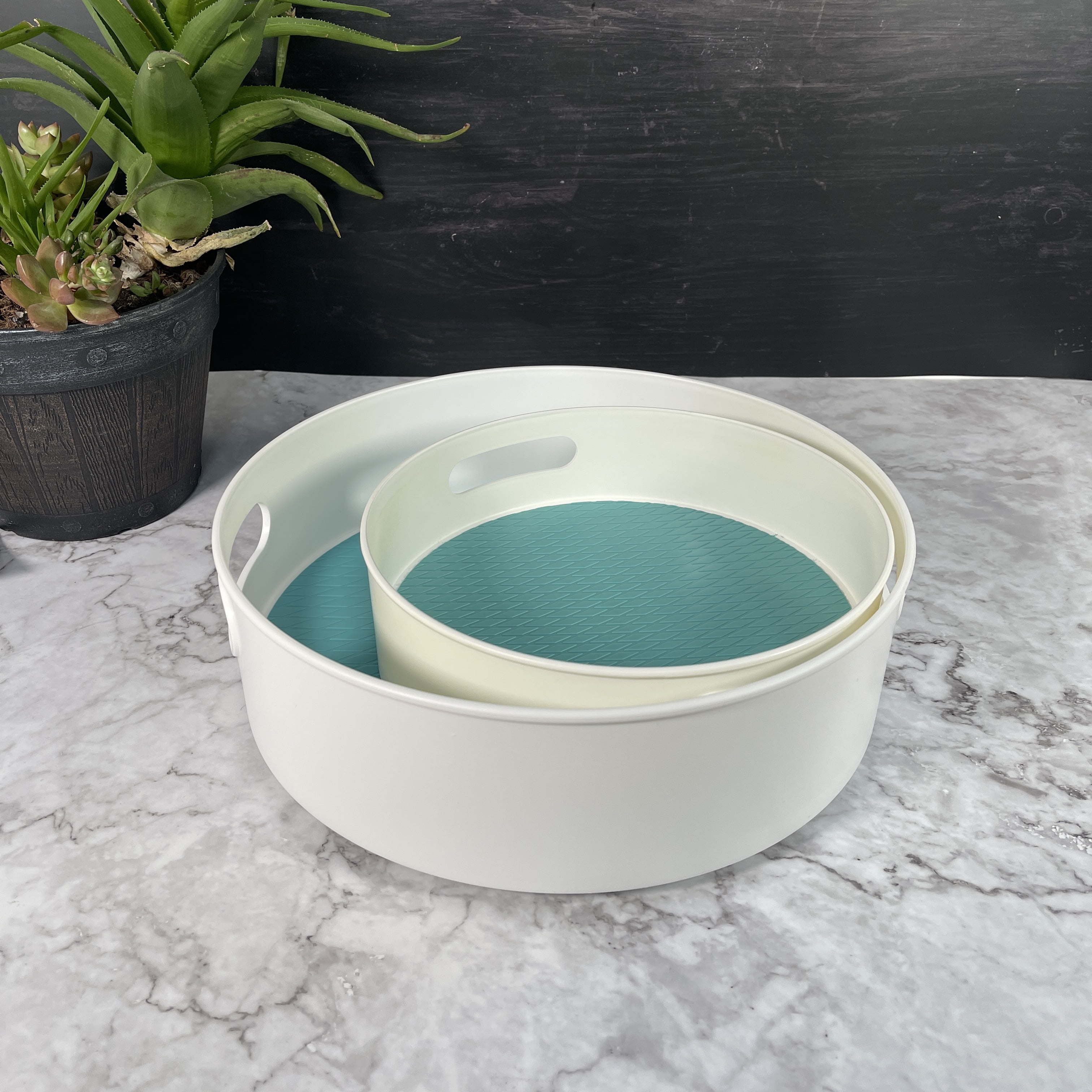 2PCS Multifunctional Non-skid Lazy Susan Storage Turntable-Blue 9 and ...