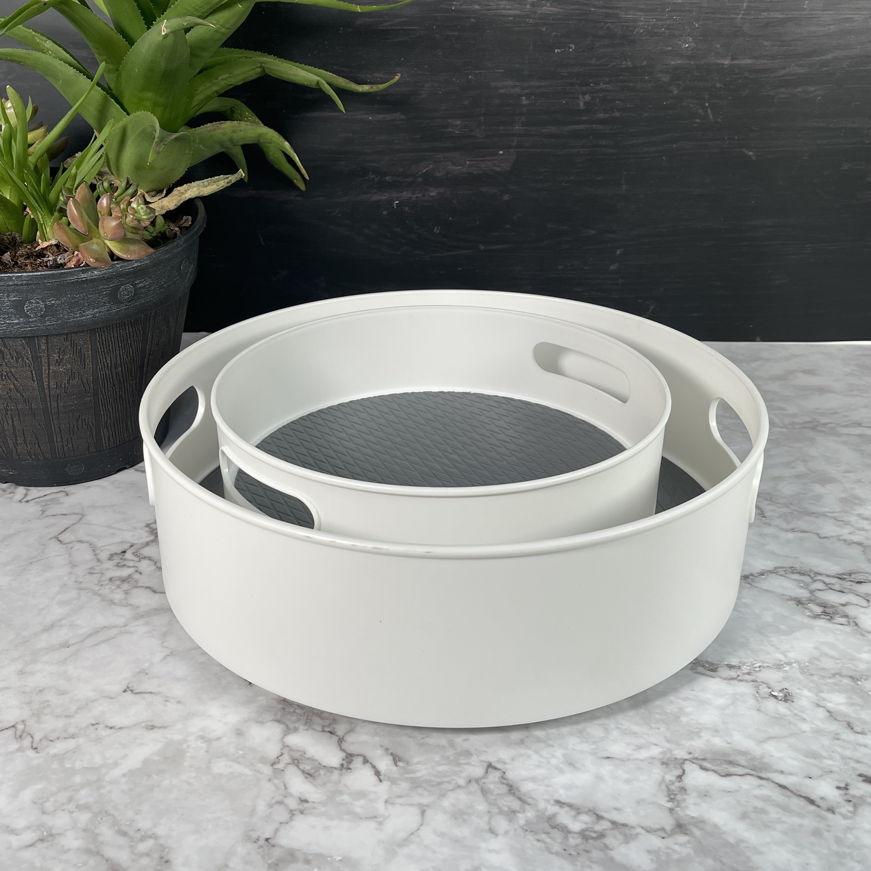 2PCS Multifunctional Non-skid Lazy Susan Storage Turntable-Gray, 9 and ...