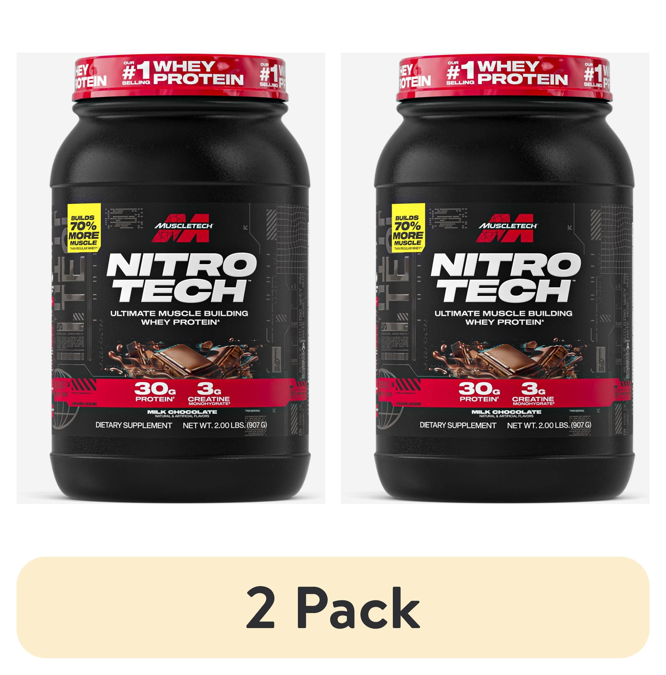 (2 pack) MuscleTech NitroTech Whey Protein Powder, Milk Chocolate ...