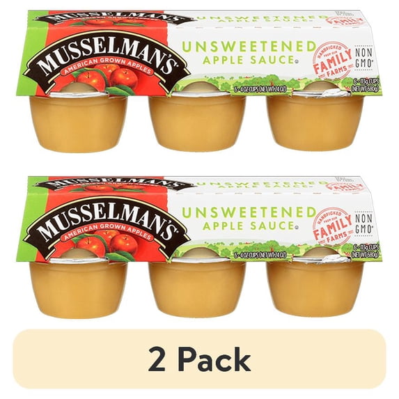 (2 pack) Musselman's Applesauce Cups, Unsweetened, 4oz, 6 Count ...