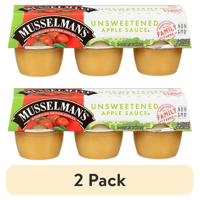 (2 pack) Musselman's Applesauce Cups, Unsweetened, 4oz, 6 Count ...