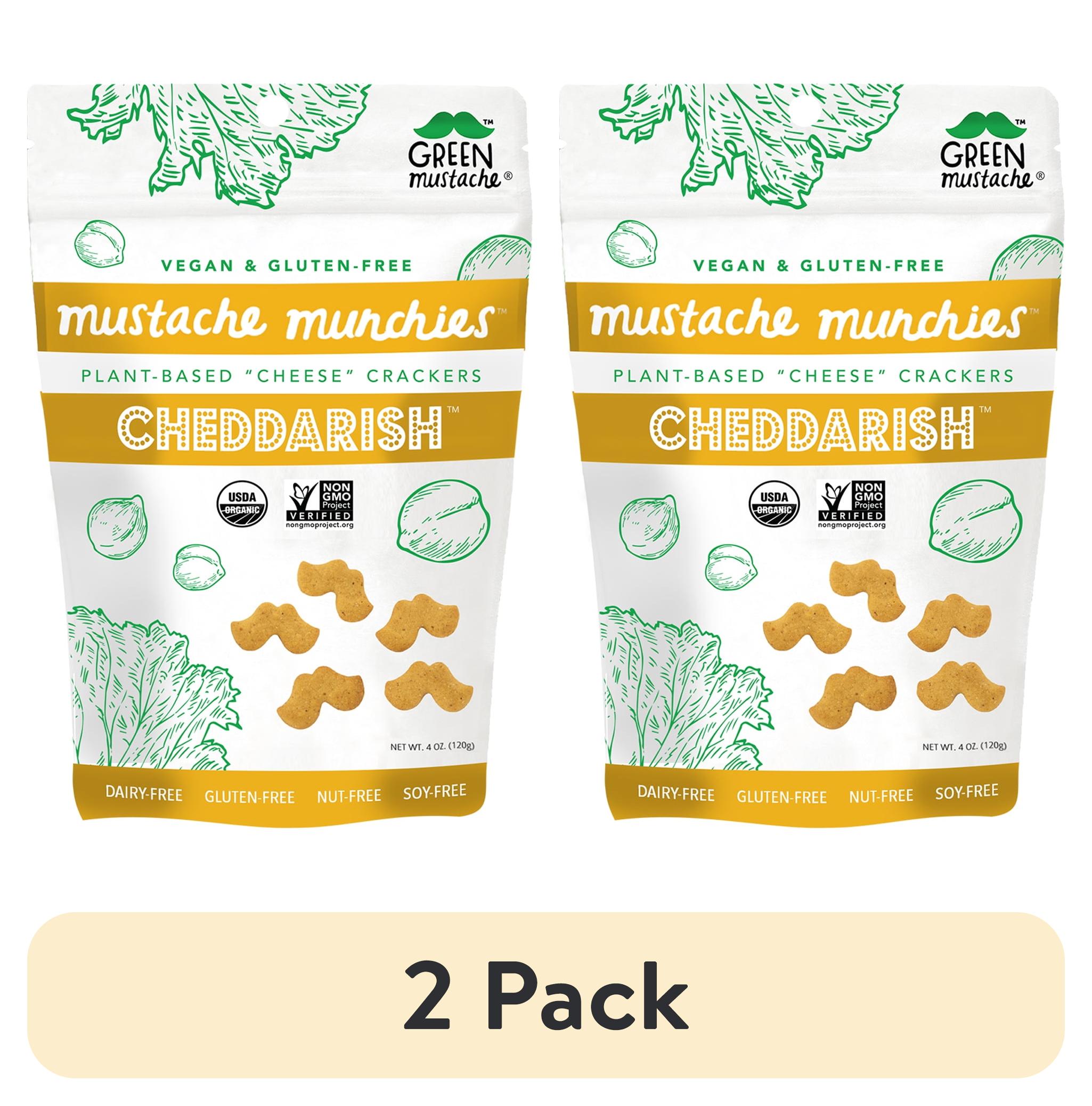 (2 pack) Mustache Munchies, CHEDDARISH Plant-based "Cheese" Crackers ...