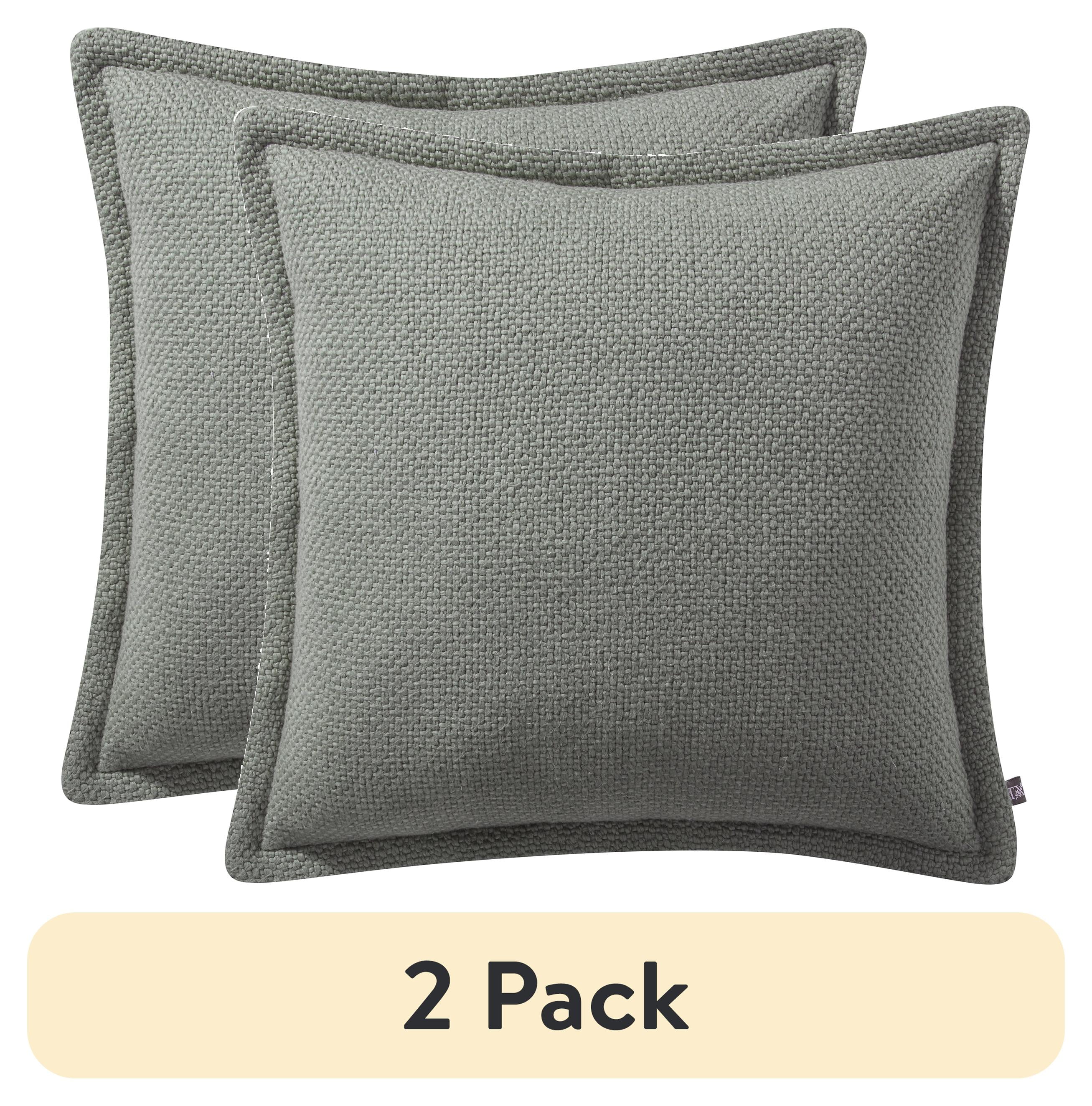 (2 pack) My Texas House 20" x 20" Andie Reversible Solid Green Cotton ...