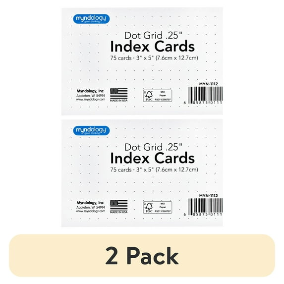 (2 pack) Myndology Pad Dot Grid Paper White Index Cards, 3x5 inches, 75 ...