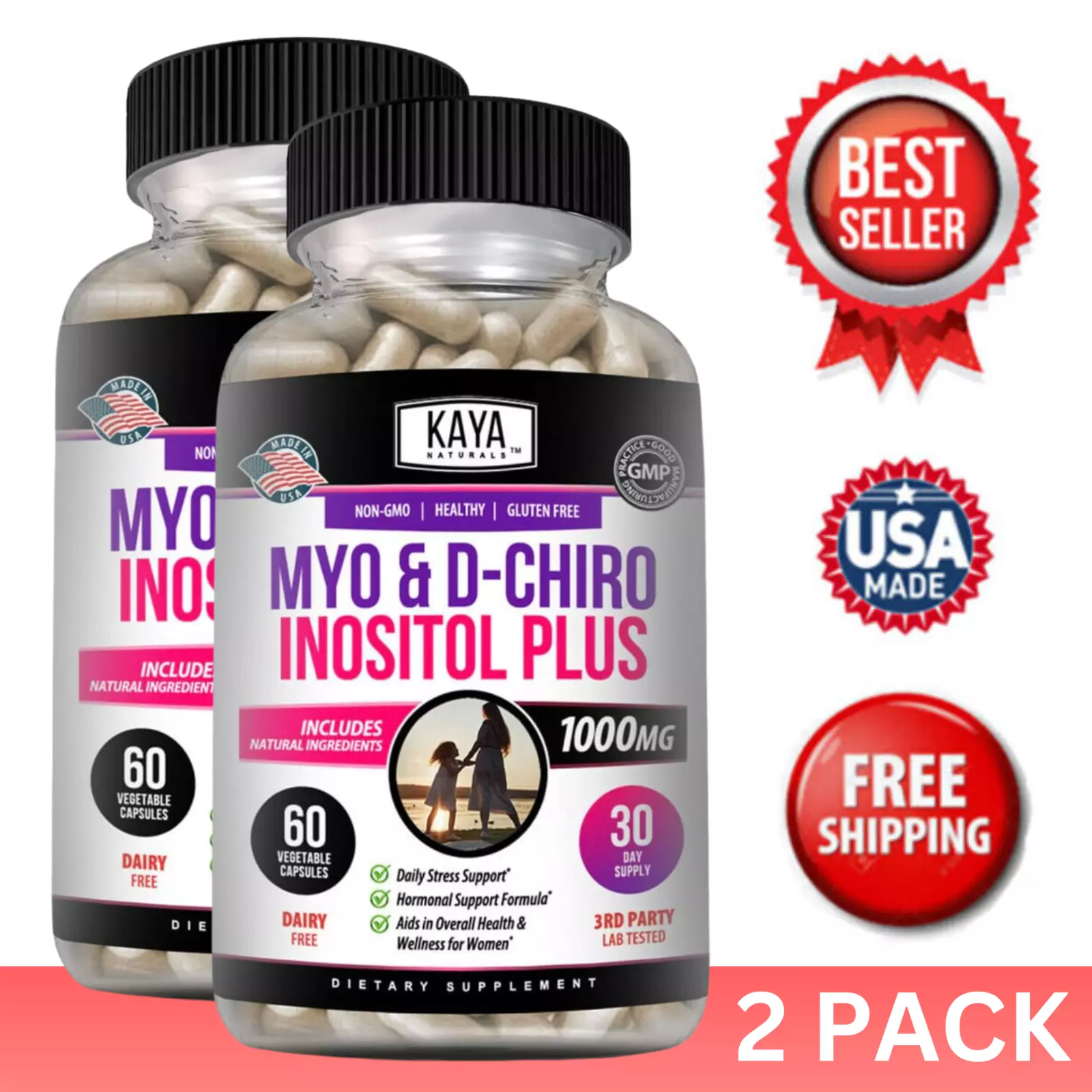 (2 pack) Myo & D-Chiro Inositol Plus 60ct, Women Hormone Support ...