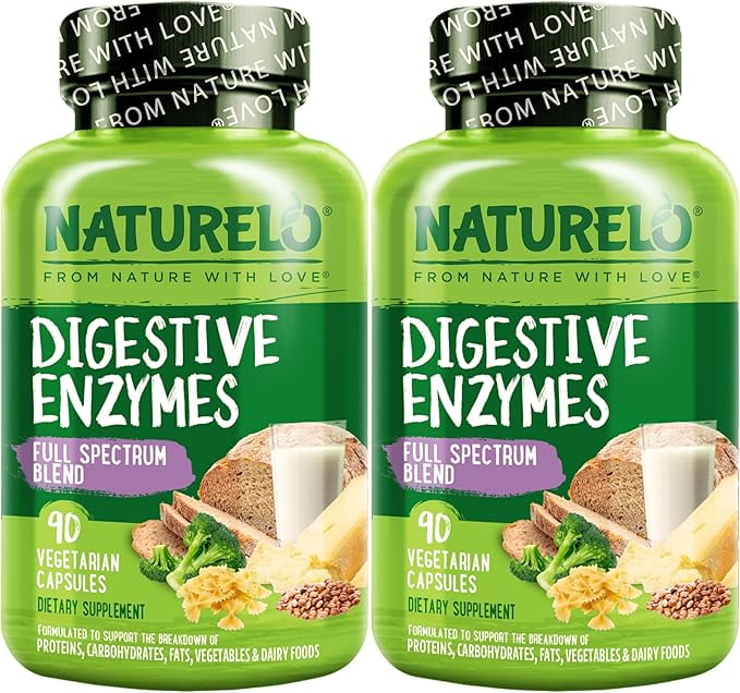 (2 pack) NATURELO Digestive Enzymes - Full Spectrum Support with a ...