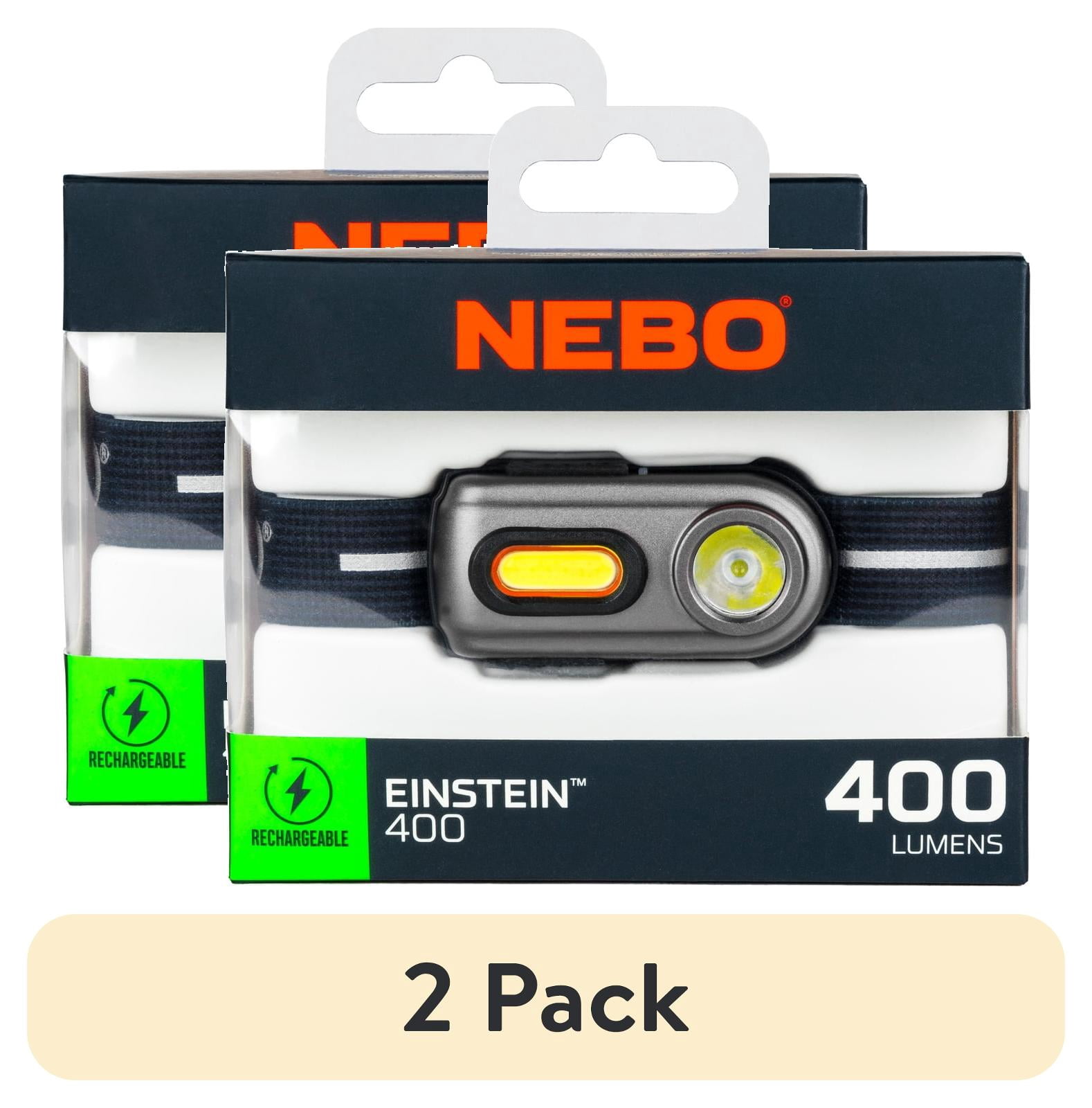 (2 pack) NEBO Einstein 400 Lumen COB LED Gray Rechargeable Headlamp ...