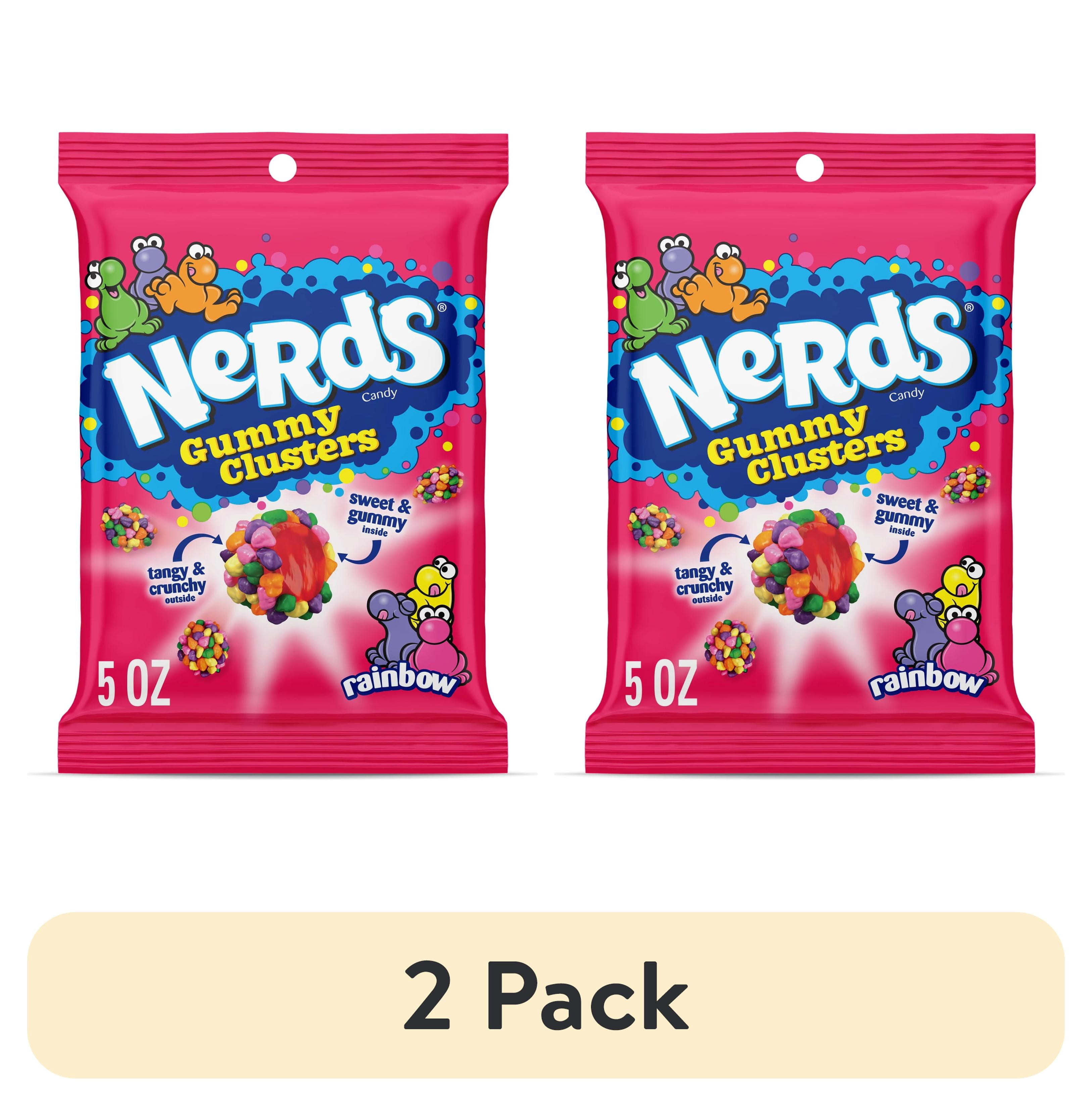 (2 pack) NERDS Gummy Clusters, Candy, Rainbow, Crunchy and Gummy, 5 oz ...