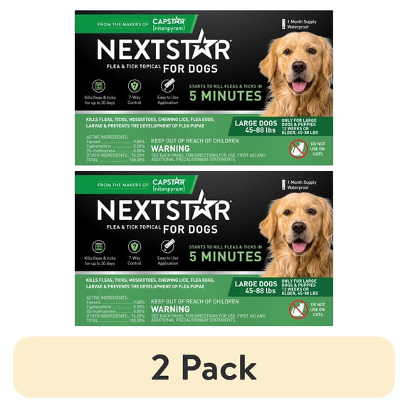 (2 pack) NEXTSTAR Flea & Tick Topical Prevention for Dogs 45-88 lbs, 1 ...