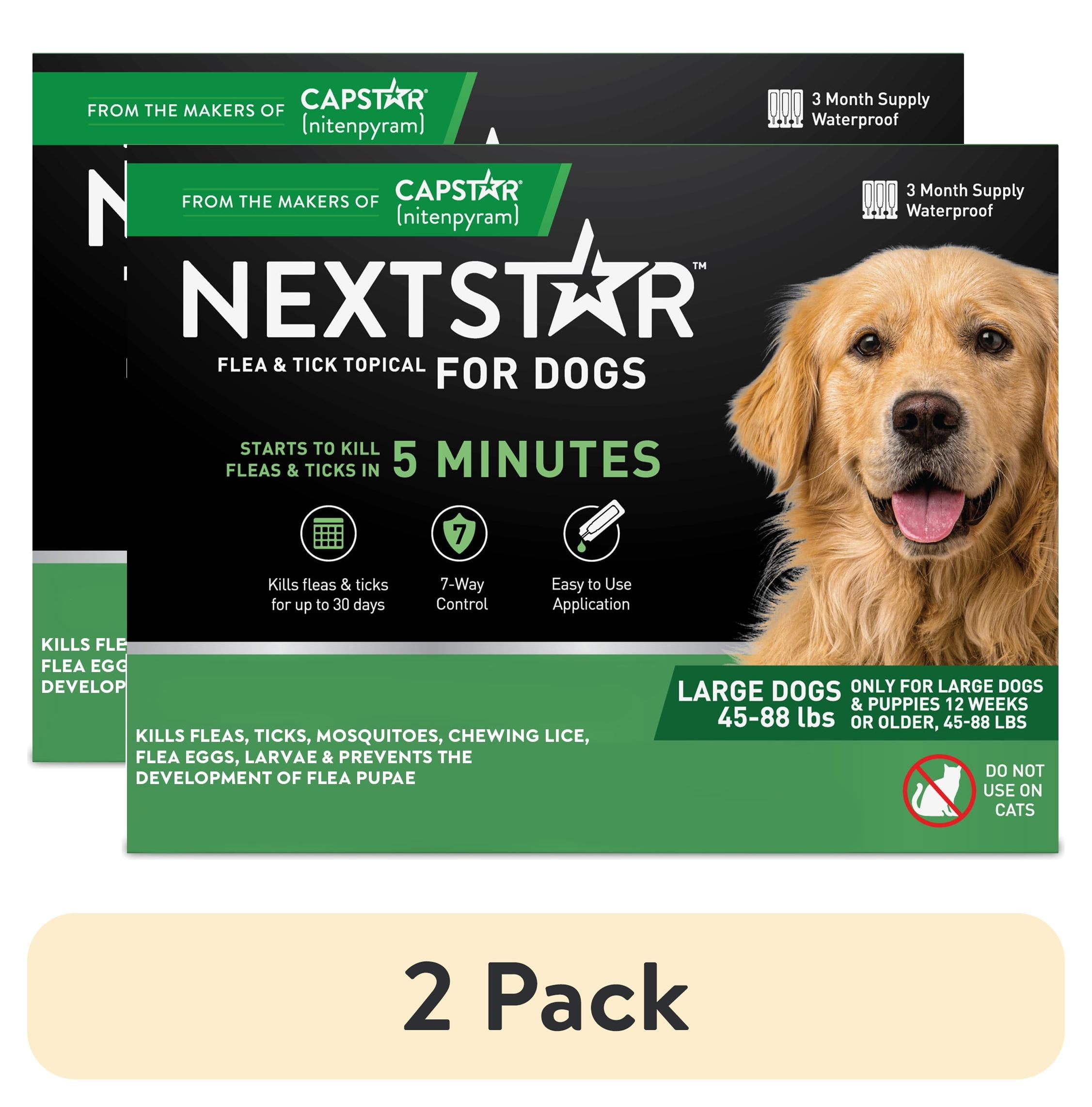 (2 pack) NEXTSTAR Flea & Tick Topical Prevention for Dogs 45-88 lbs, 3 ...