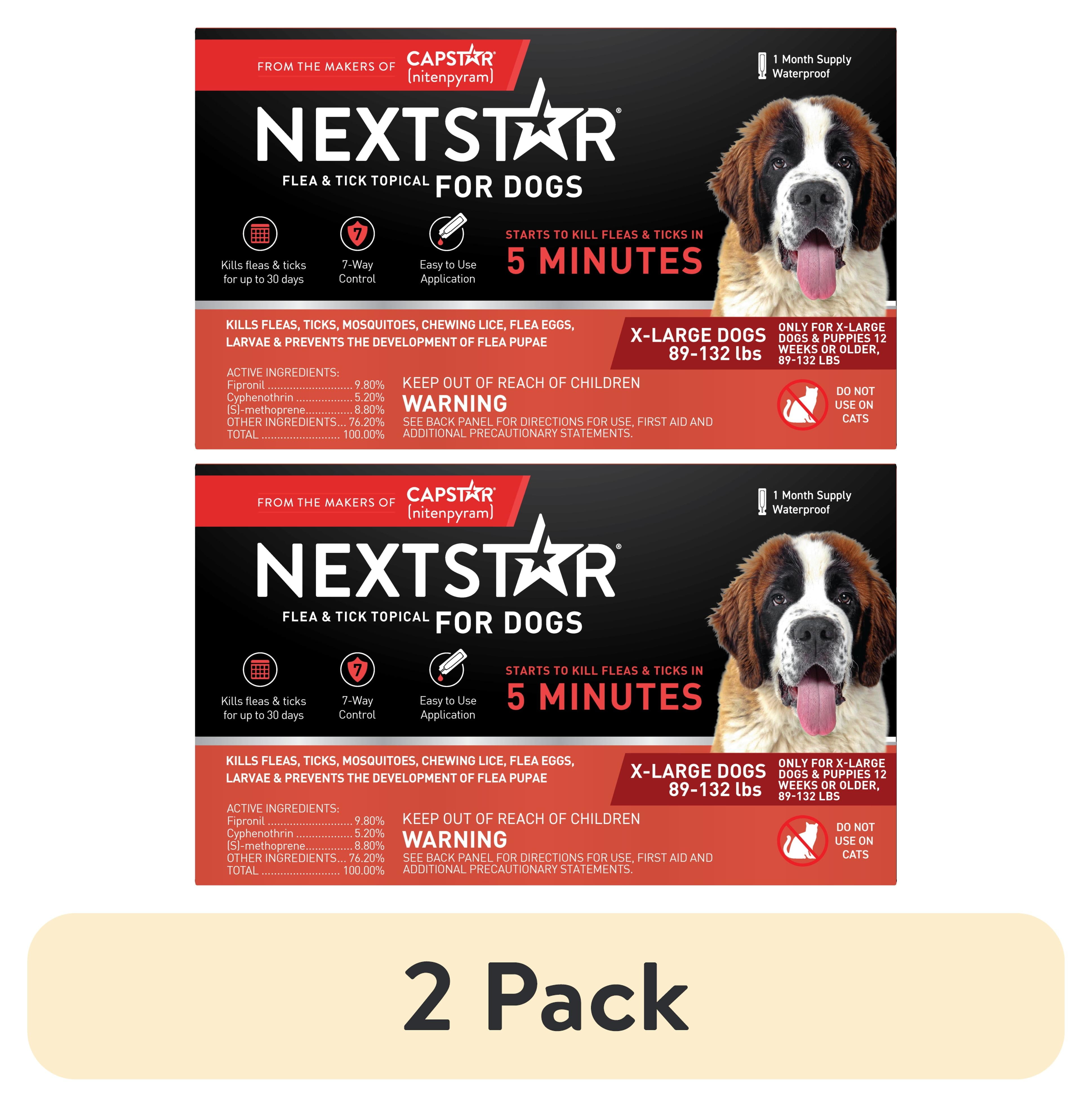 (2 pack) NEXTSTAR Flea & Tick Topical Prevention for Dogs 89-132 lbs, 1-Month Supply - Walmart.com