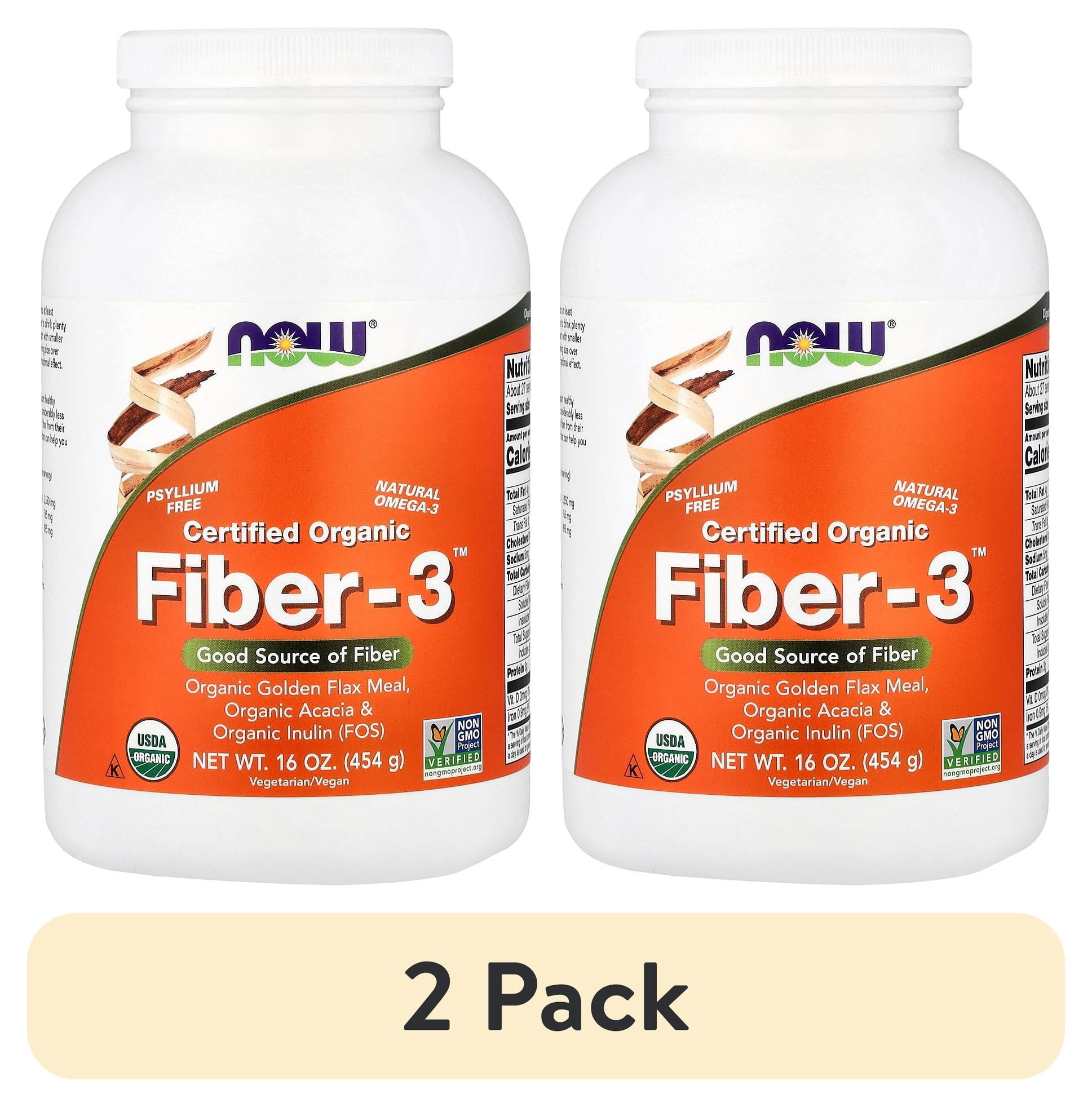 (2 pack) NOW Foods Certified Organic, Fiber-3, Powder, 16 oz (454 g ...