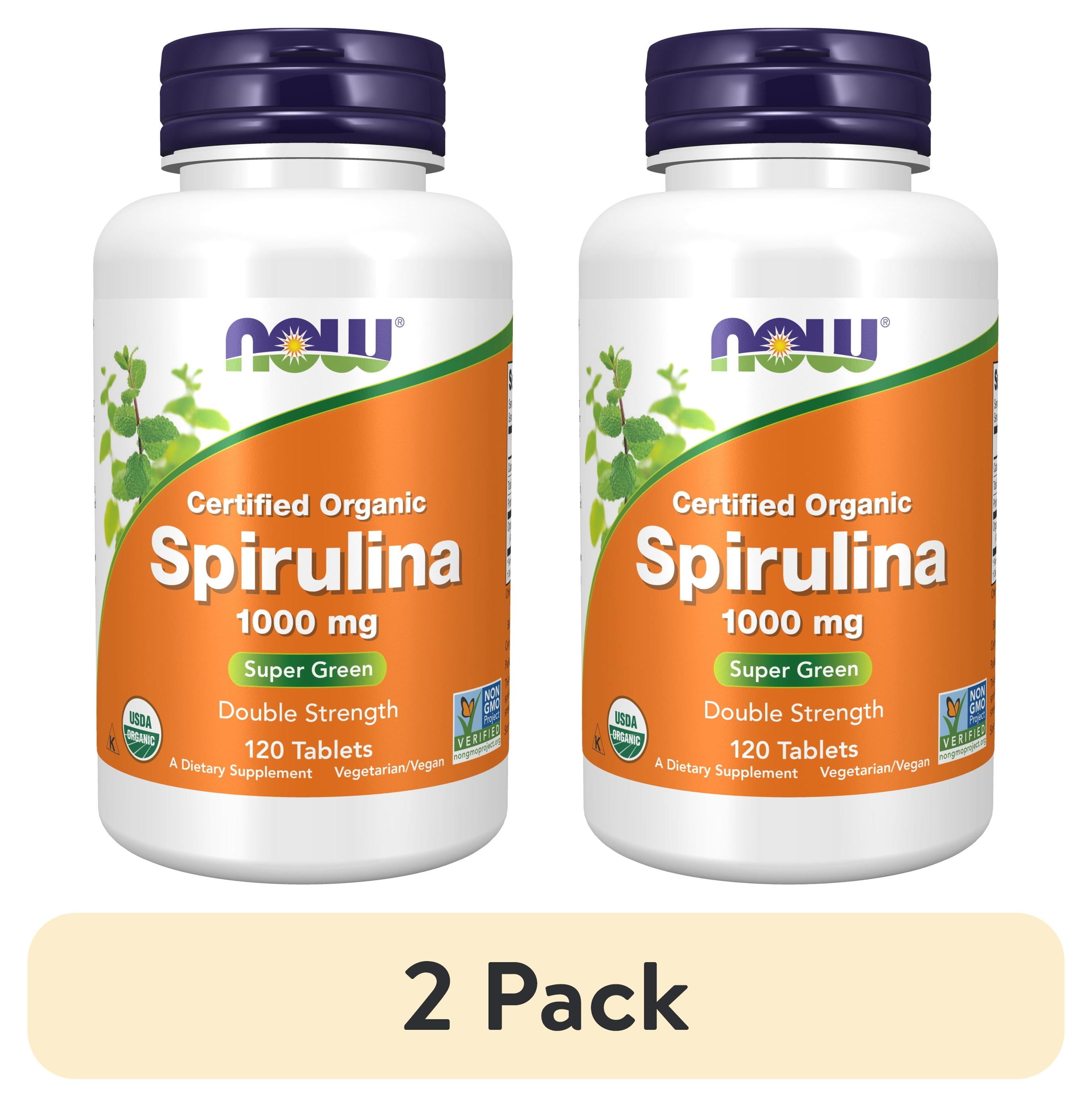 (2 pack) NOW Supplements, Certified Organic, Spirulina 1000 mg (Double ...