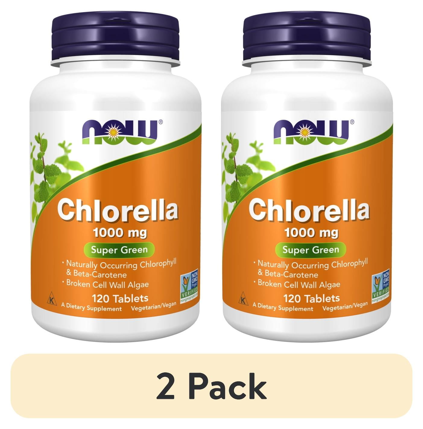 (2 pack) NOW Supplements, Chlorella 1000 mg with naturally occurring ...
