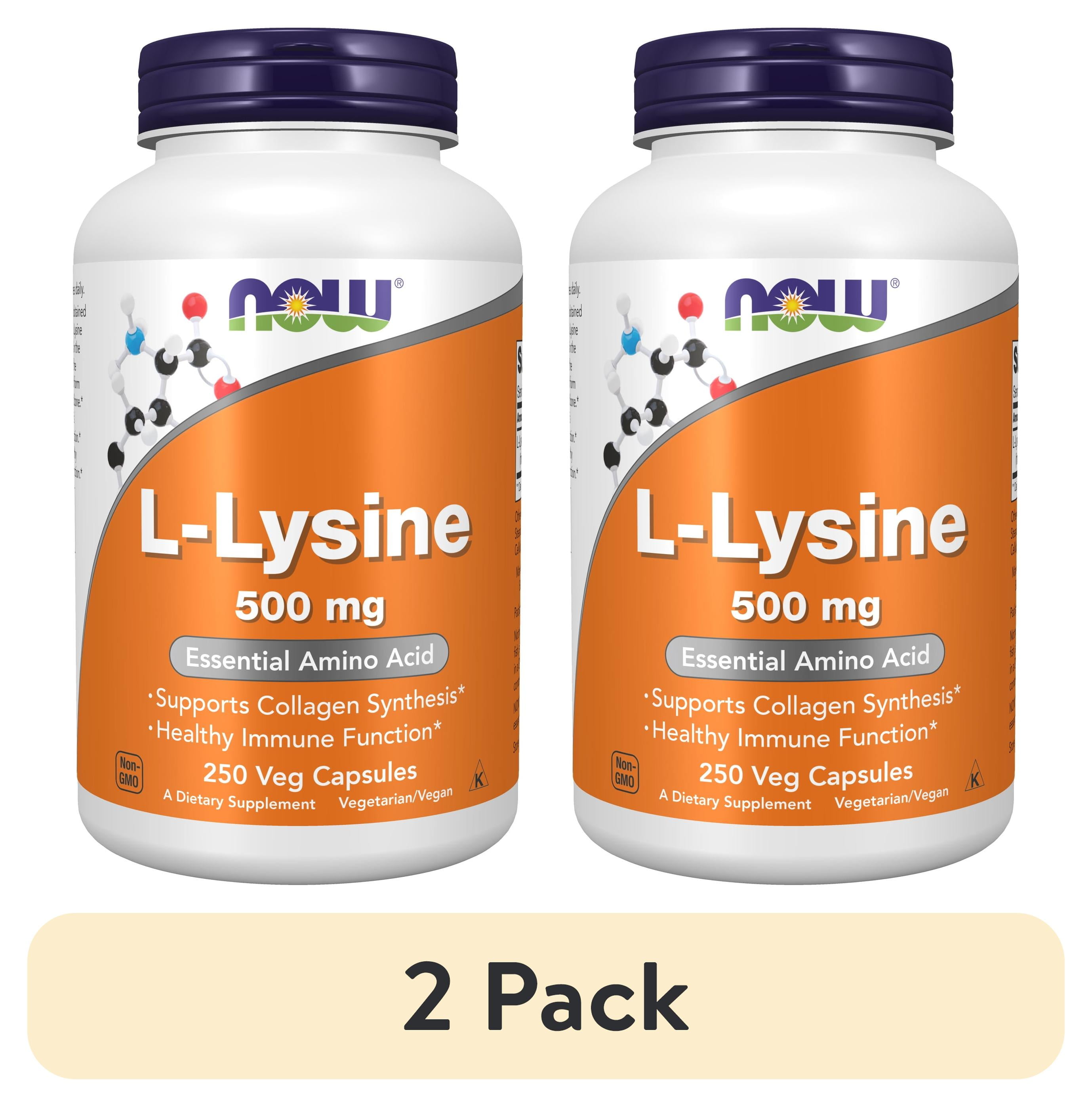 (2 pack) NOW Supplements, L-Lysine (L-Lysine Monohydrochloride) 500 mg ...