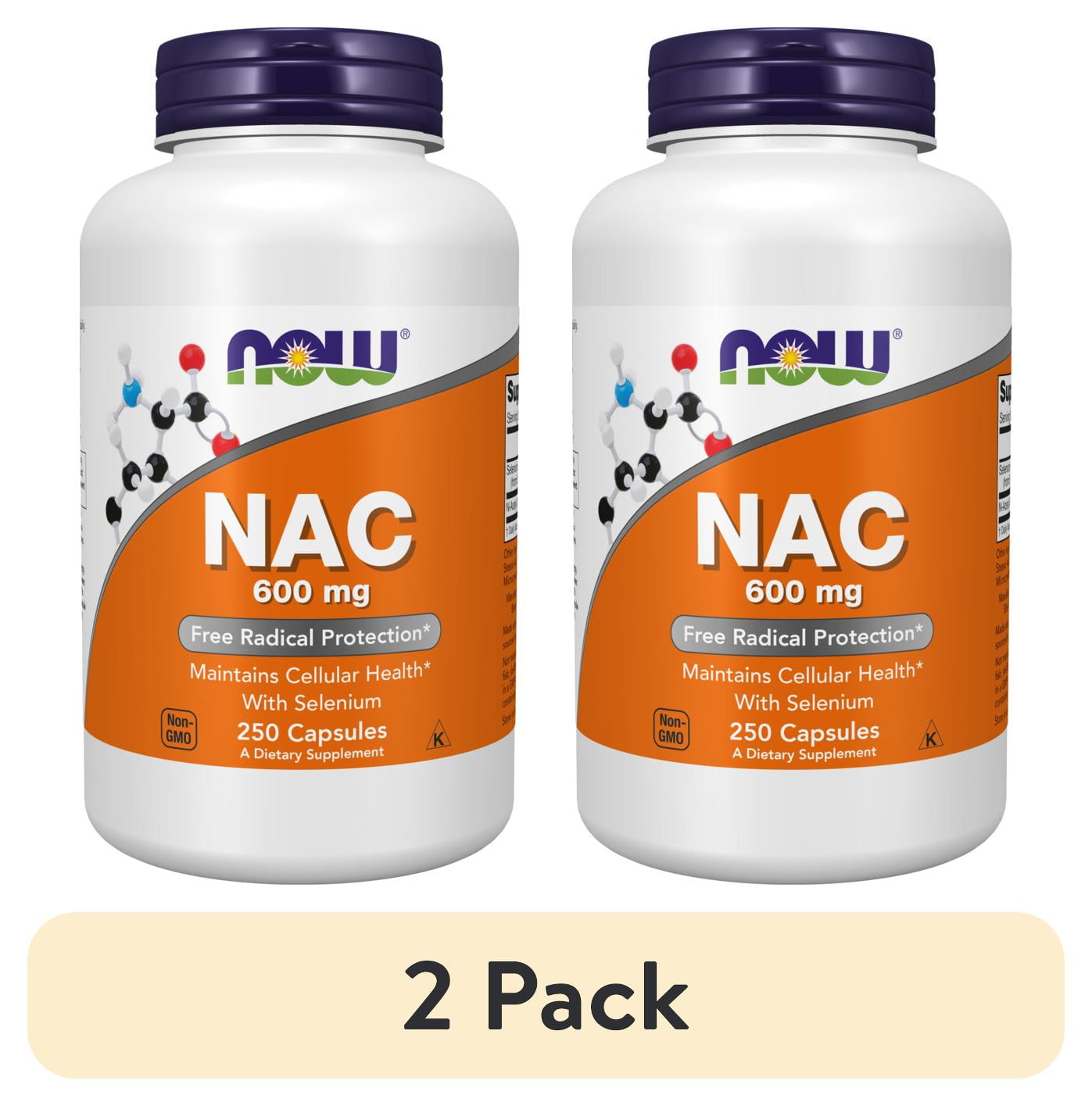 (2 pack) NOW Supplements, NAC (N-Acetyl Cysteine) 600 mg with Selenium ...