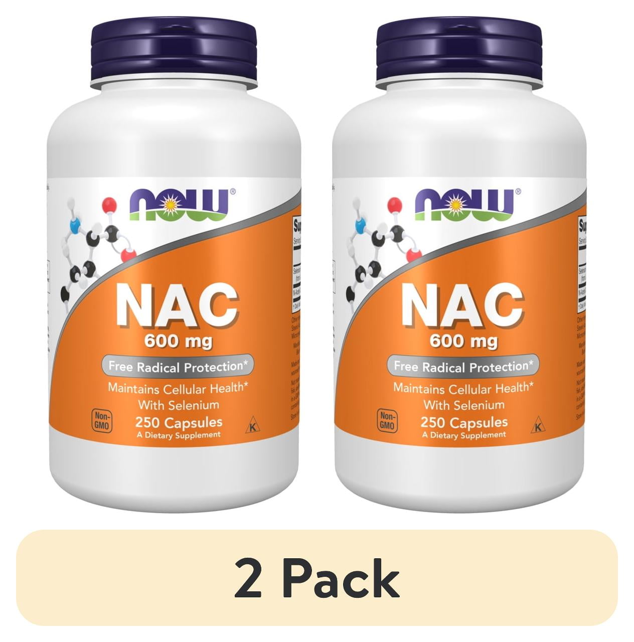 (2 pack) NOW Supplements, NAC (N-Acetyl-Cysteine) with Selenium ...
