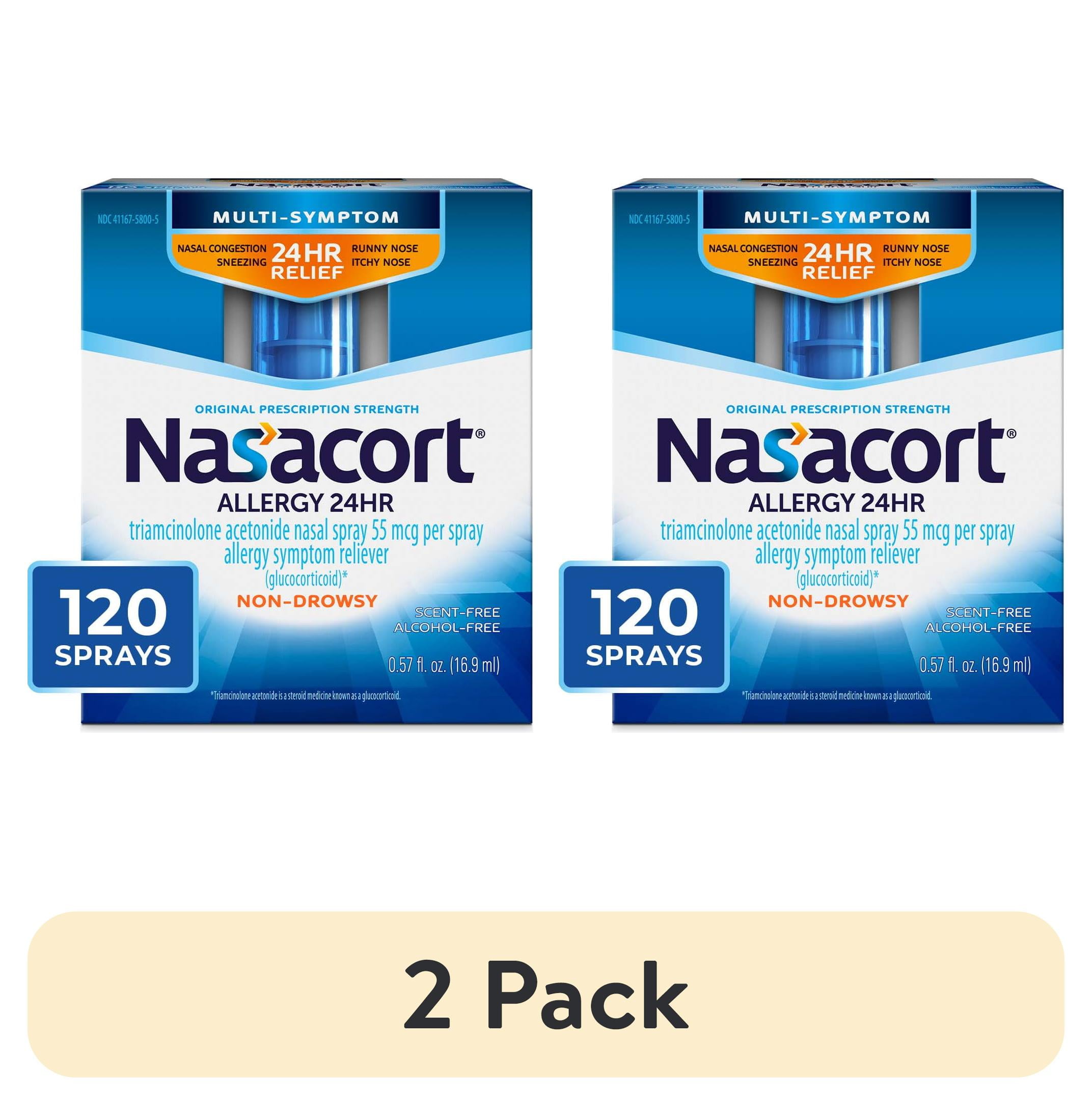 (2 pack) Nasacort 24-Hour Allergy Nasal Spray, Non-drowsy & Alcohol ...