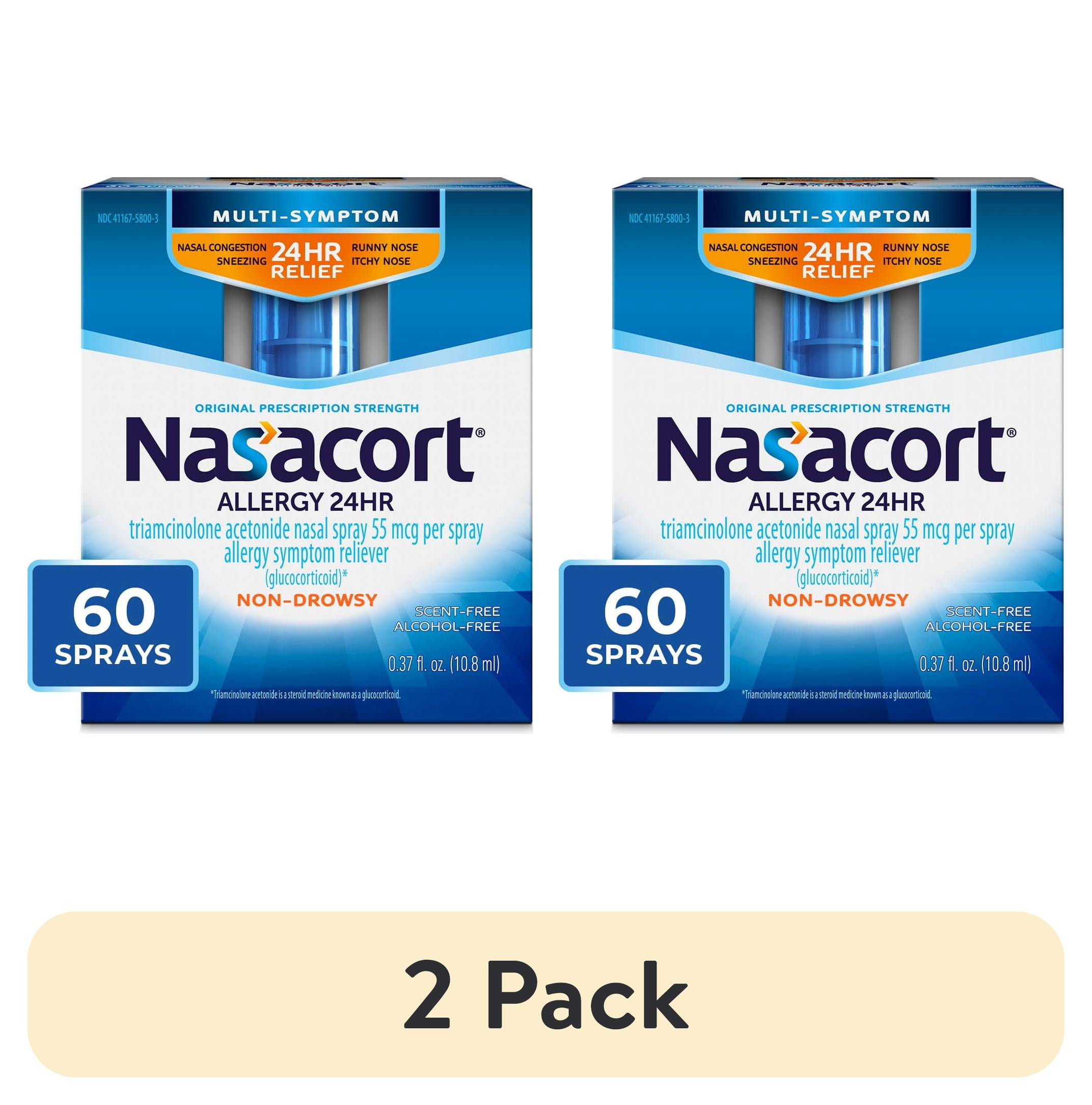 (2 pack) Nasacort 24-Hour Allergy Nasal Spray for Adults, Non-drowsy ...