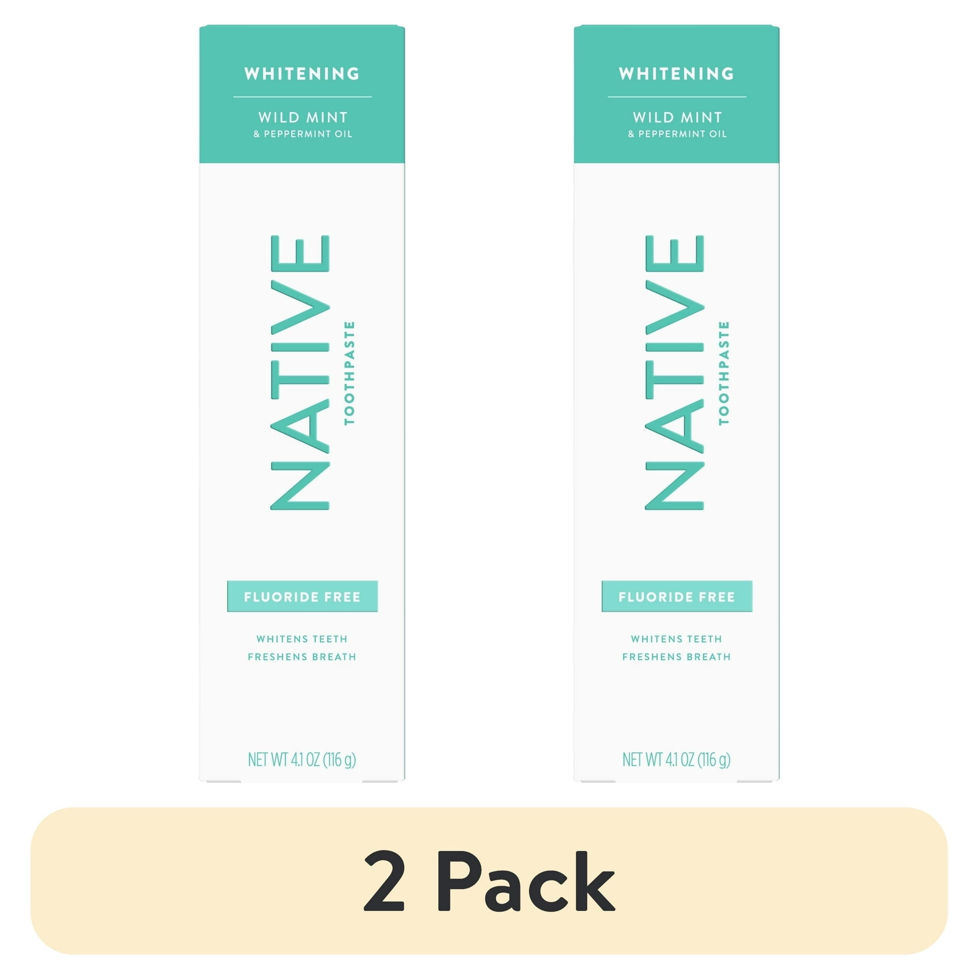 (2 pack) Native Whitening Wild Mint & Peppermint Oil Fluoride Free ...