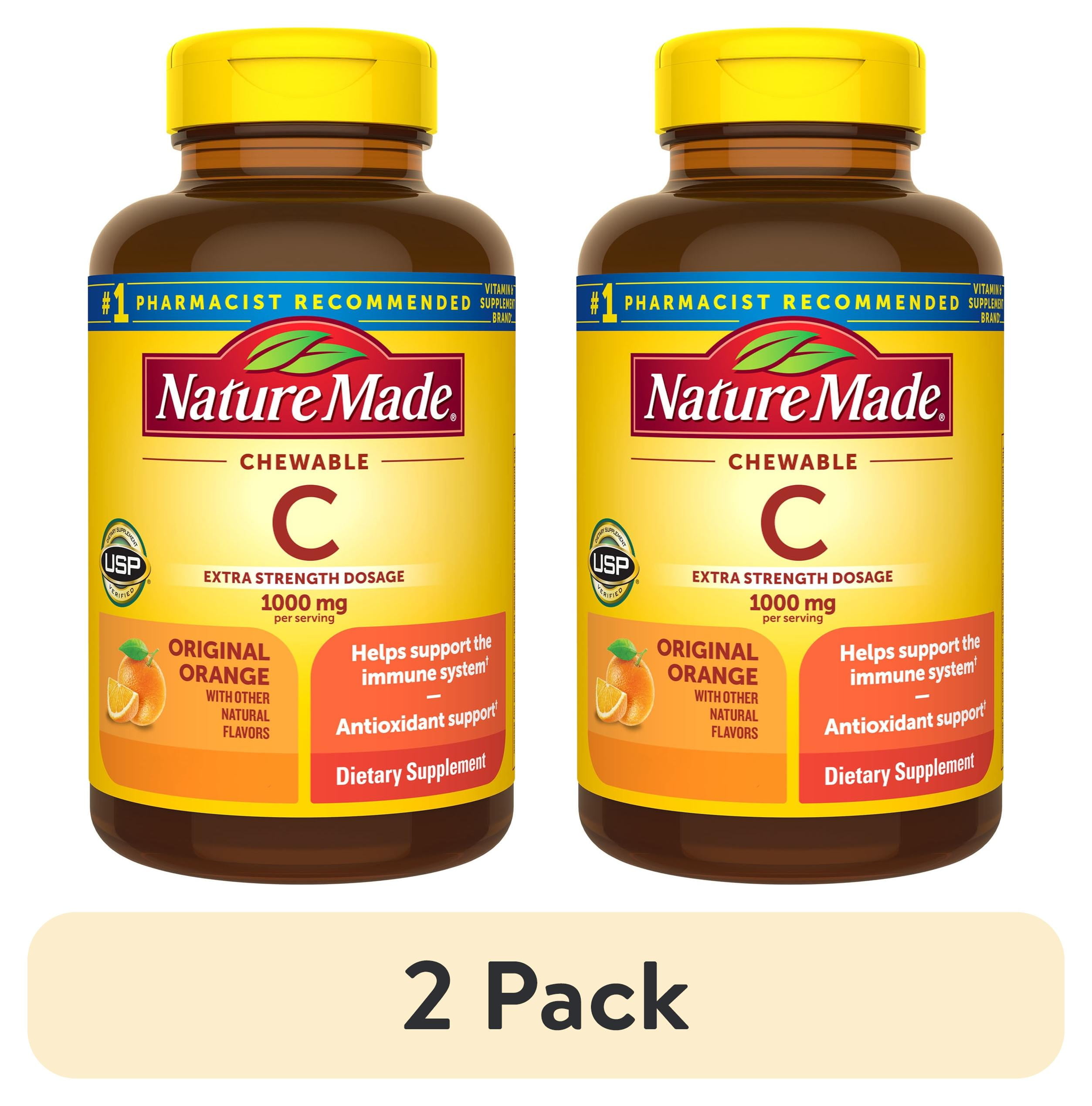 (2 pack) Nature Made Extra Strength Dosage Vitamin C Chewable Tablets ...