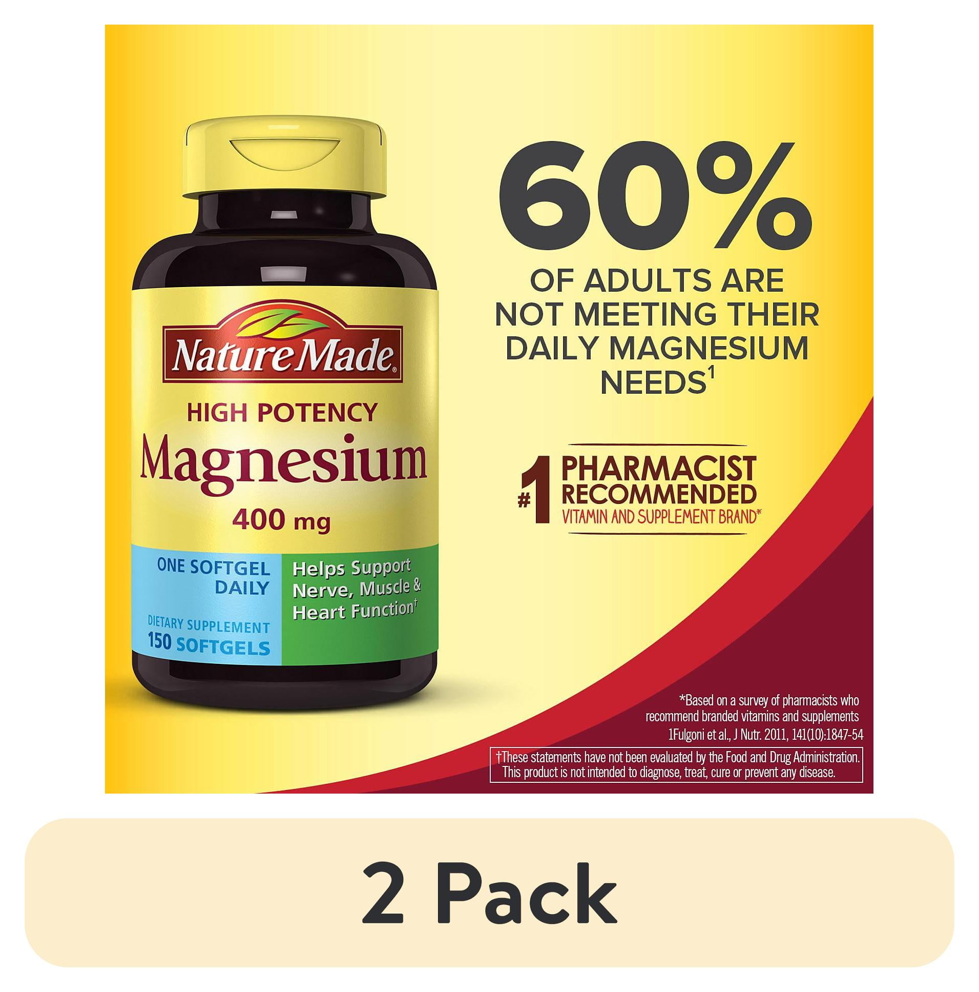 (2 pack) Nature Made Extra Strength Magnesium 400 mg - 150 Liquid ...