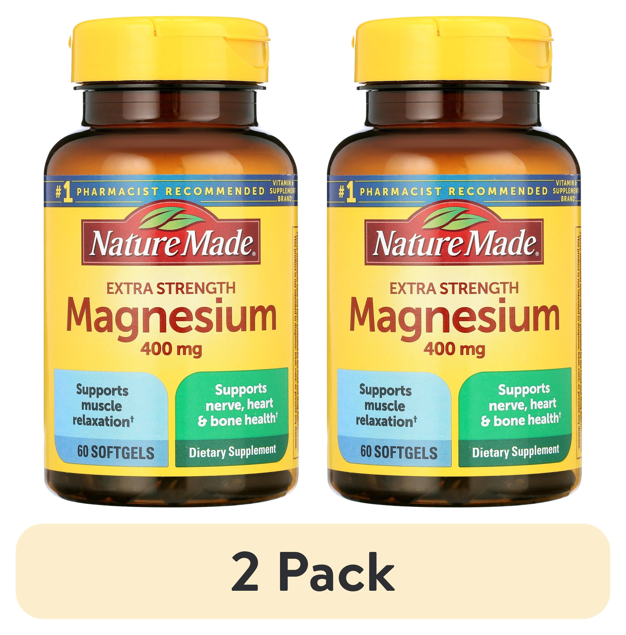 (2 pack) Nature Made Extra Strength Magnesium 400 mg Softgels, 60 Count ...