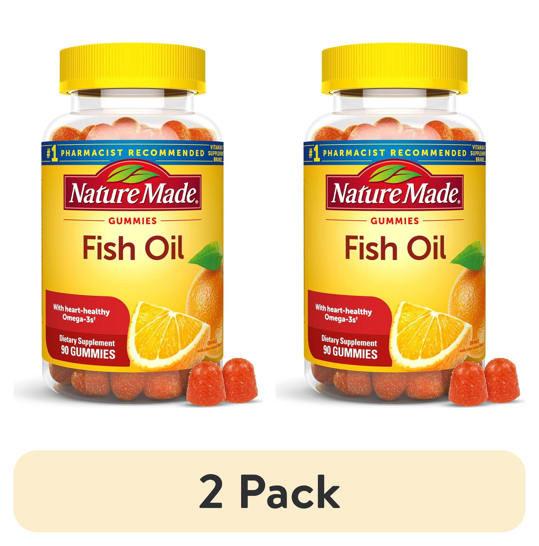 (2 pack) Nature Made Fish Oil Gummies, Omega 3 Fish Oil Supplements, 90 ...