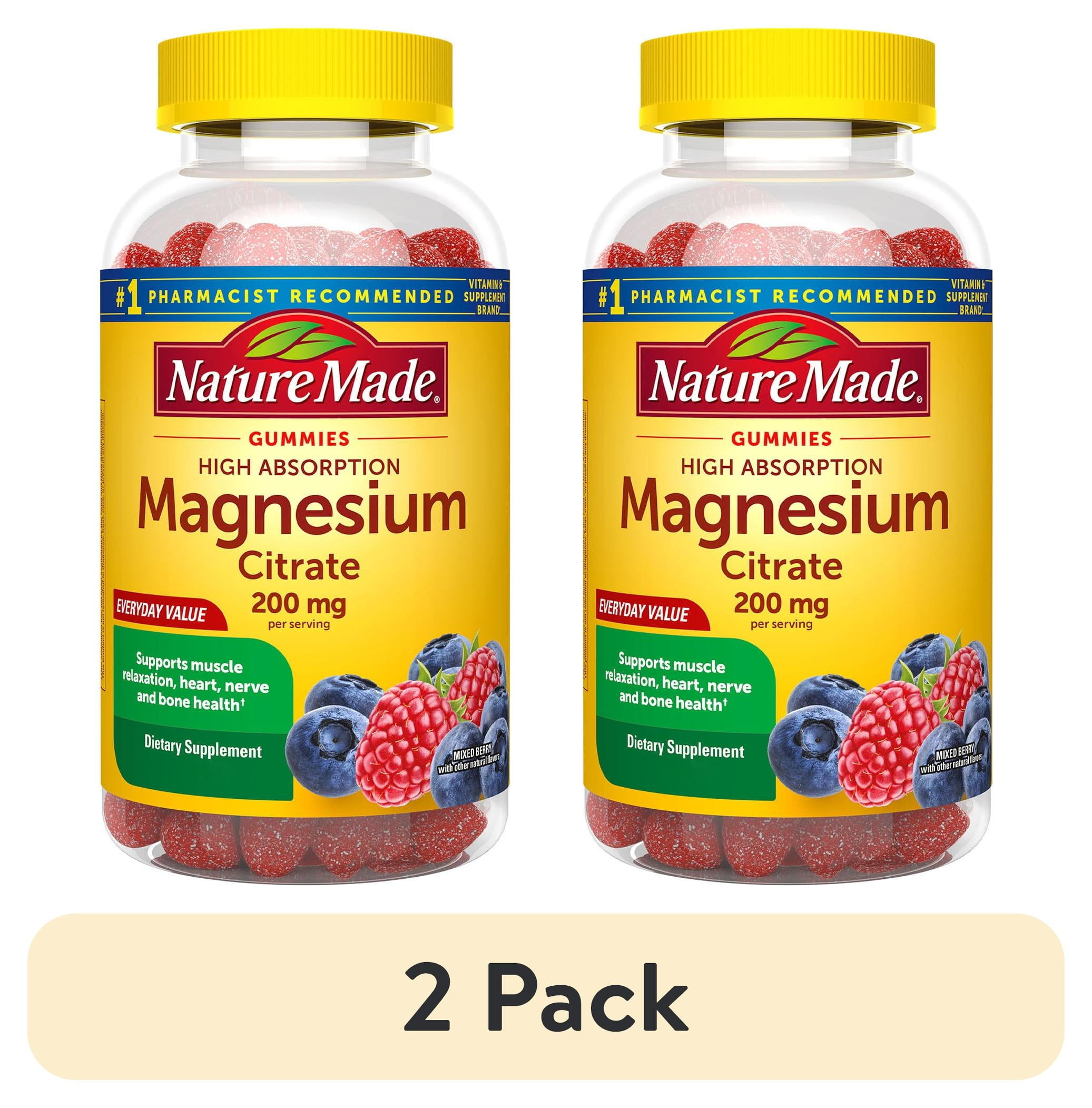 (2 pack) Nature Made High Absorption Magnesium Citrate 200 mg Per ...