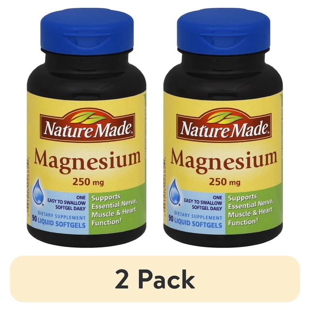 (2 pack) Nature Made Magnesium 250 mg Liquid Softgels 90 ea - Walmart.com