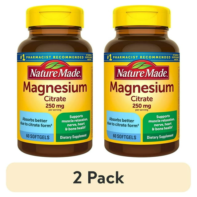(2 pack) Nature Made Magnesium Citrate 250 mg Softgels Dietary ...