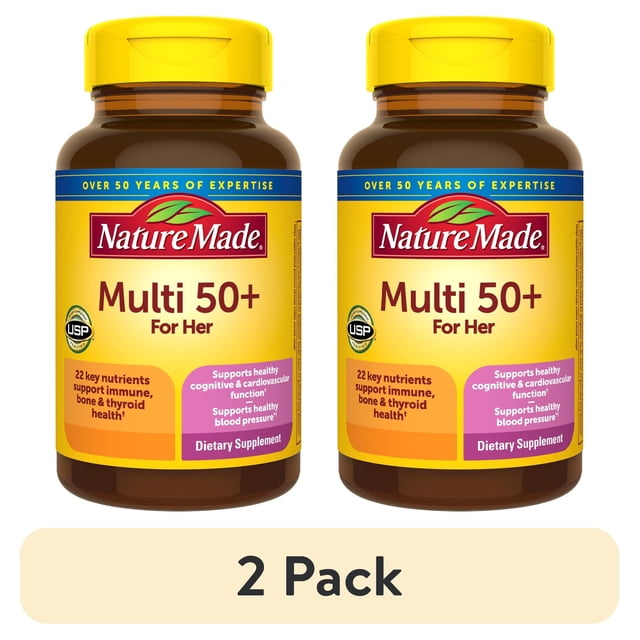 (2 pack) Nature Made Multivitamin For Women 50+ with No Iron Tablets ...