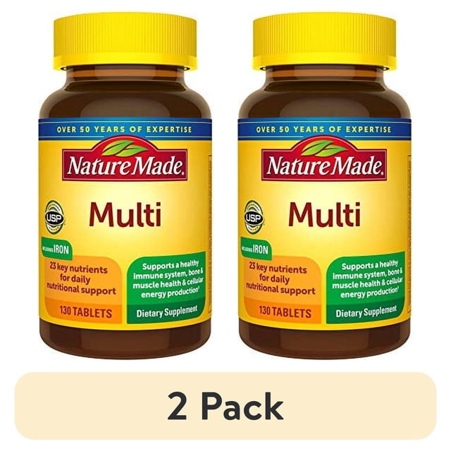(2 pack) Nature Made Multivitamin with Iron Tablets 130Ct - Walmart.com